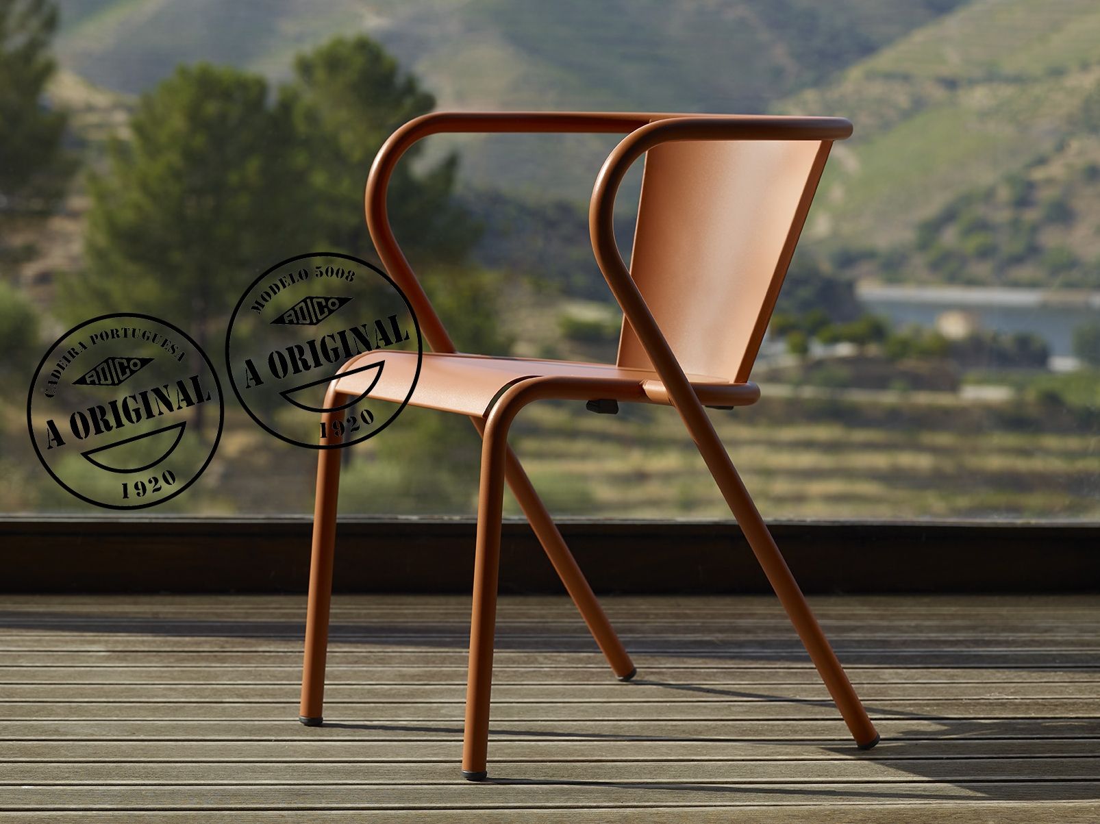 5008 | Chair with armrests Stackable metal garden chair with armrests ...