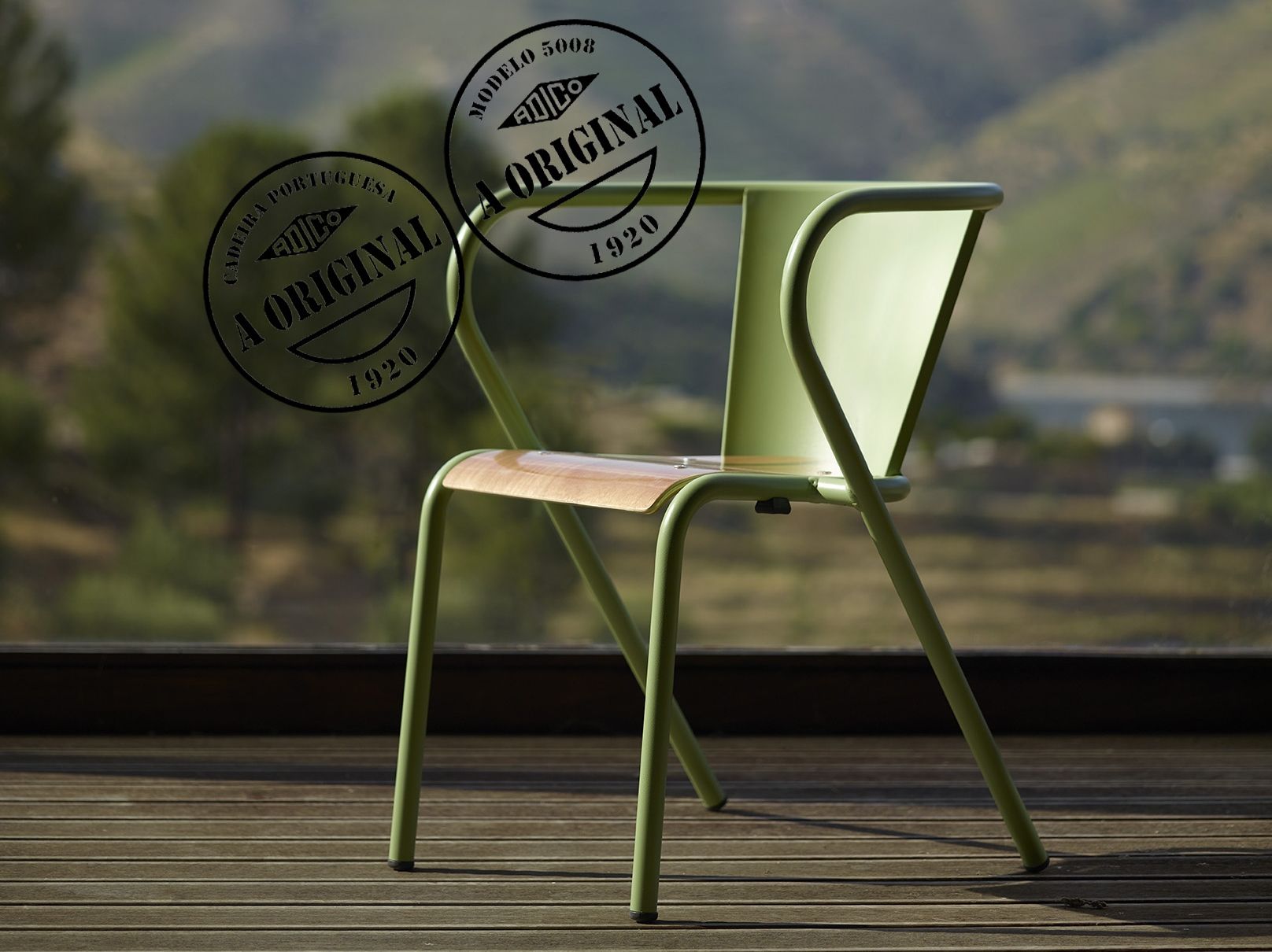 5008 | Chair with armrests Stackable metal garden chair with armrests ...