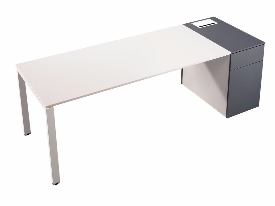 Rectangular melamine-faced chipboard workstation desk with drawers 6X3 ...