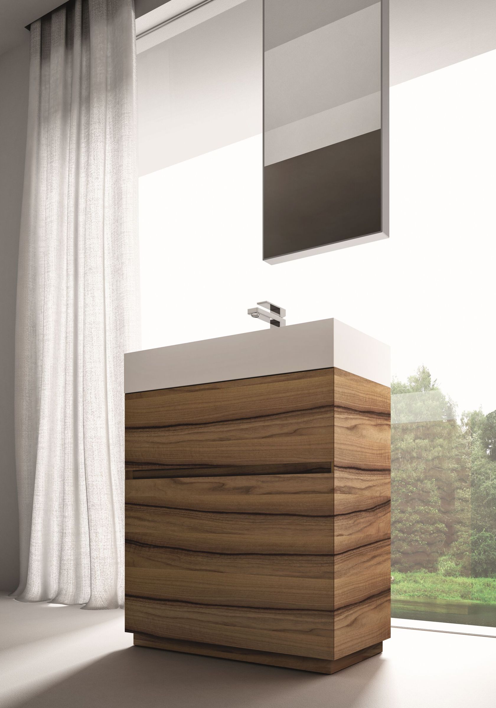 SOFFITTO Double-sided stainless steel bathroom mirror By Ideagroup
