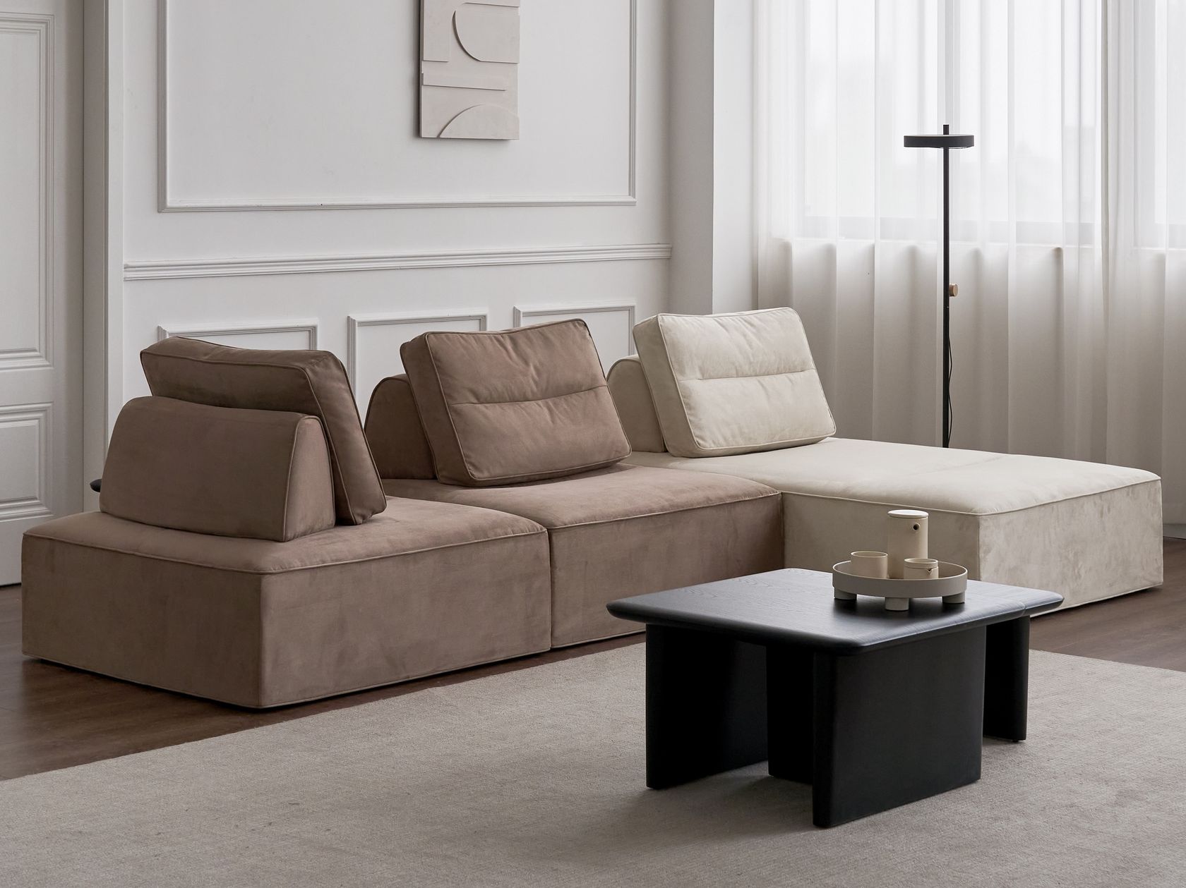 9-LAYER THICK | Sofa with chaise longue Sectional fabric sofa with ...