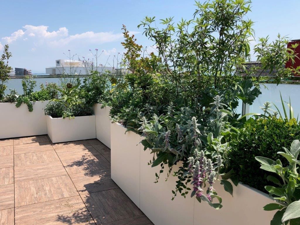 A Modular stainless steel planter By BLOSS