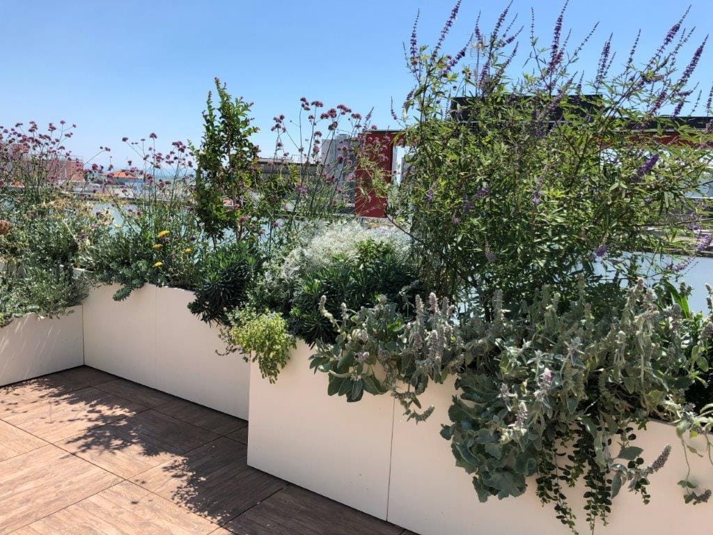 A Modular stainless steel planter By BLOSS