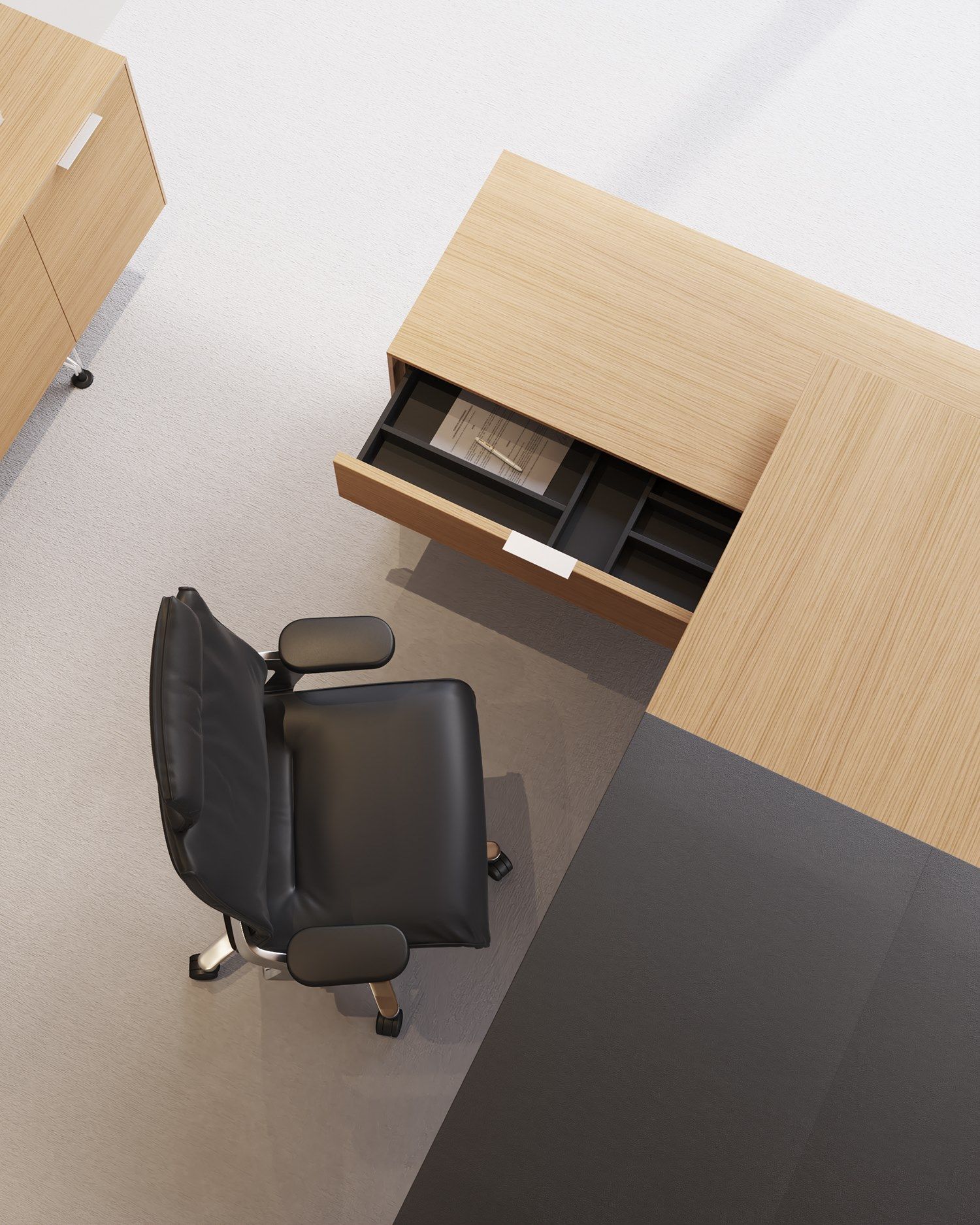 A2 DIRECTIONAL Rectangular wood veneer office desk with shelves By BK ...
