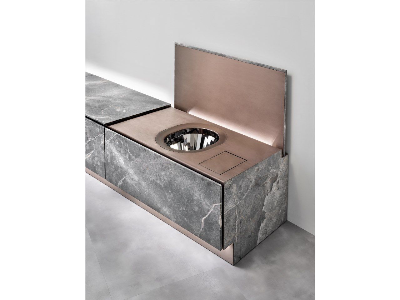 ABACO Stainless steel and marble modular bathroom system By Ceadesign