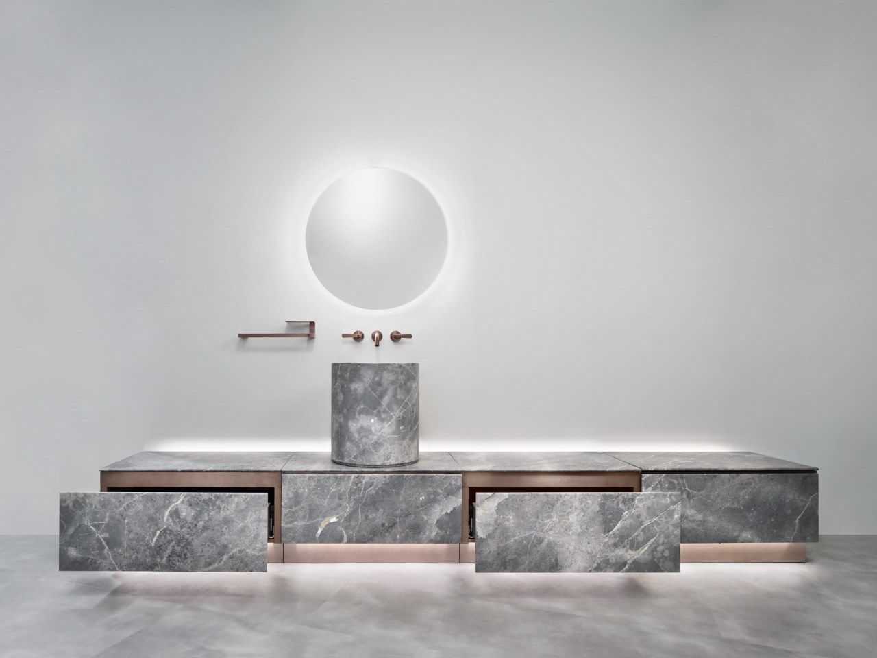ABACO Stainless steel and marble modular bathroom system By Ceadesign