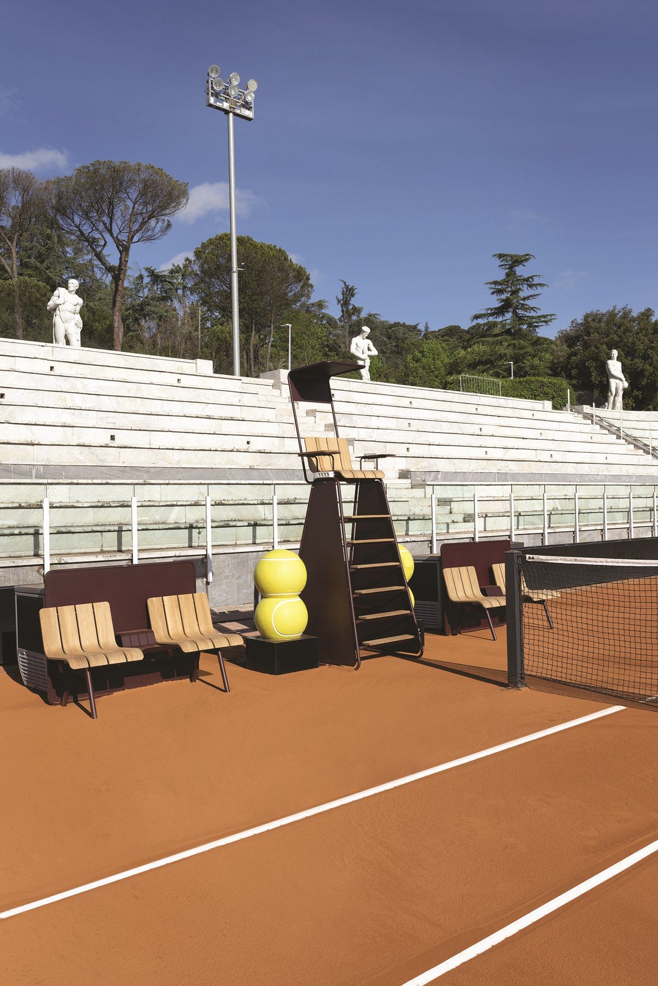 Aluminium and wood bench seating with back ACE By Ethimo design Patrick ...