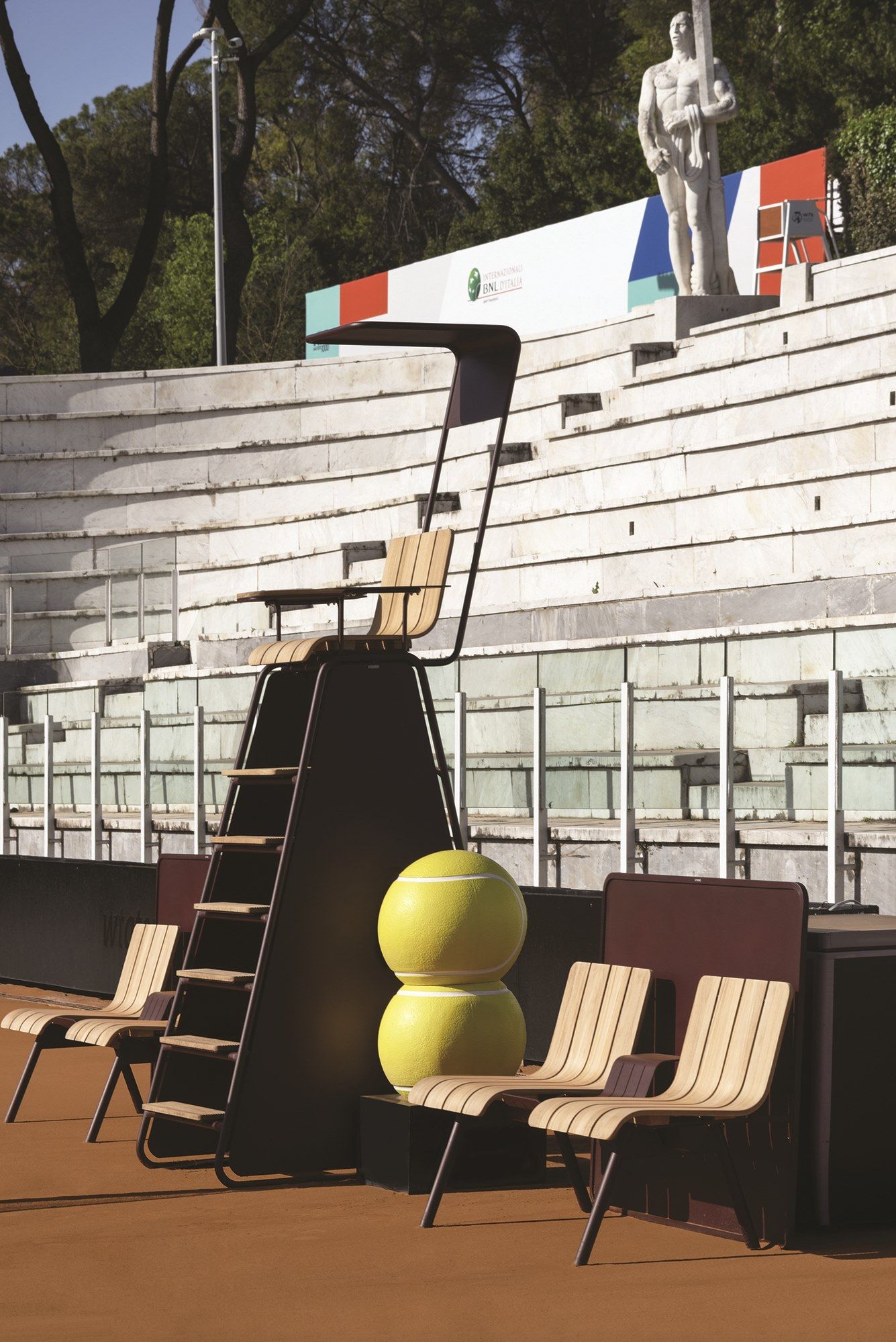 Aluminium and wood bench seating with back ACE By Ethimo design Patrick ...