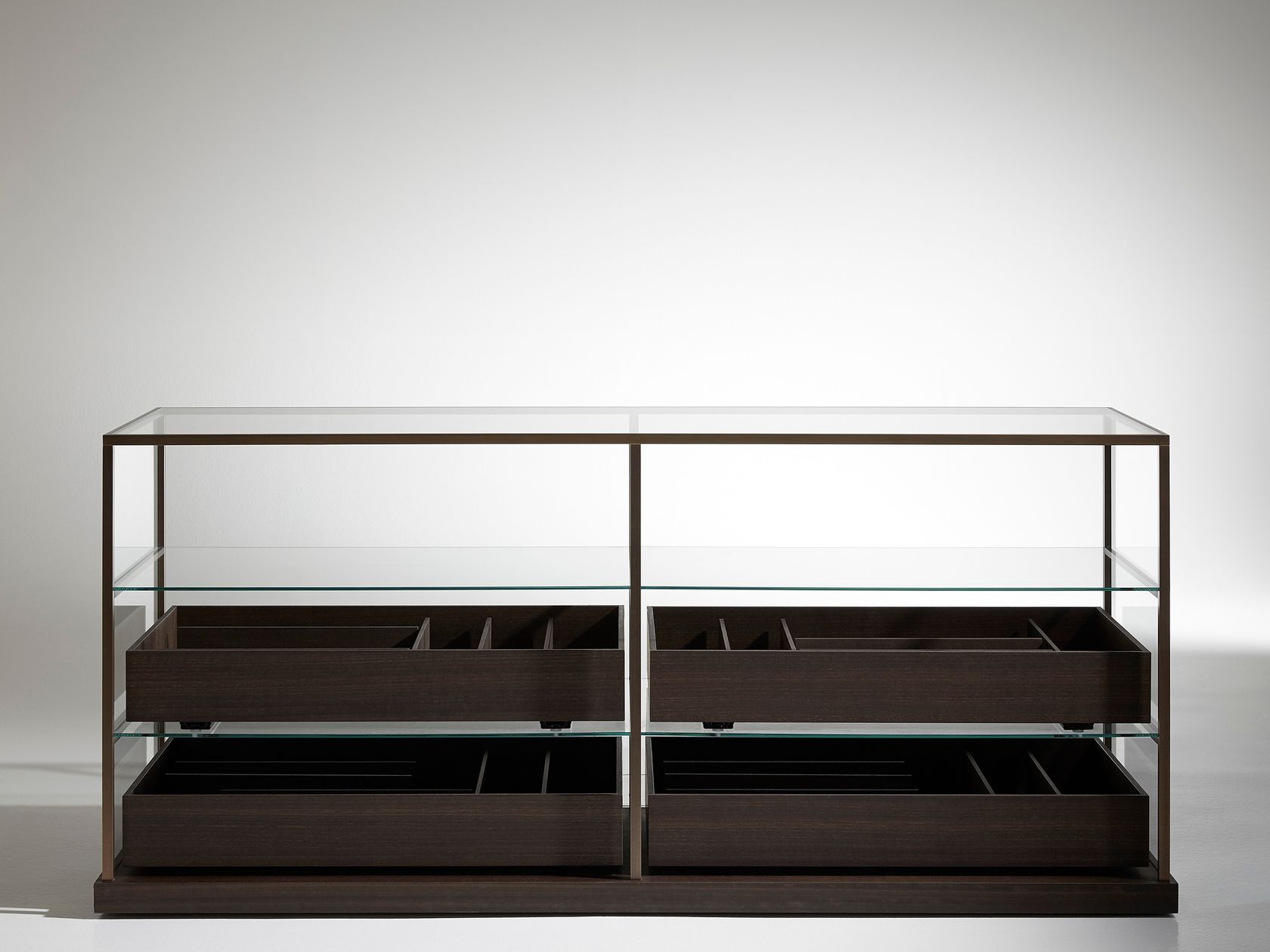 Wood and glass display cabinet ACQUARIO By Porro design Piero Lissoni