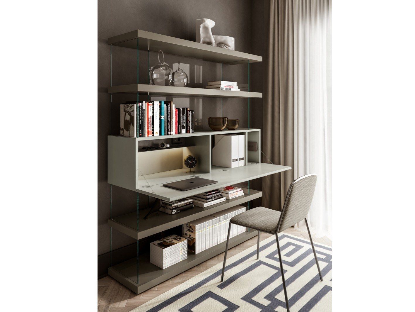 AIR | Bookcase with secretary desk By Lago