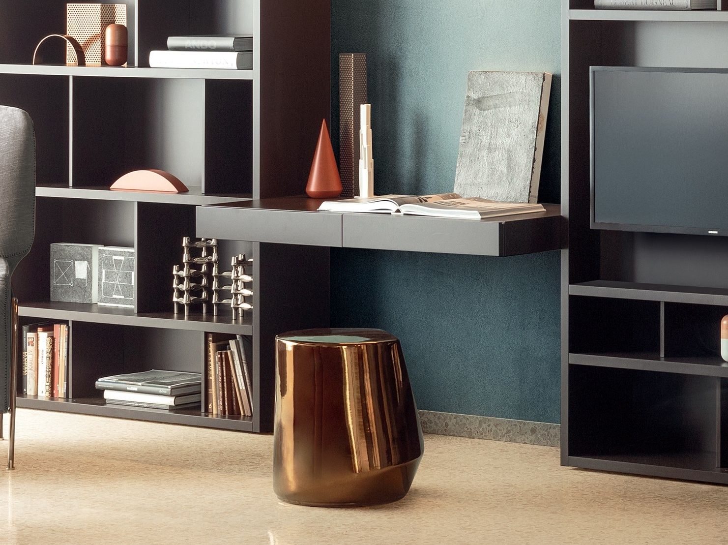 ALA Wall mounted wooden secretary desk with drawers By PIANCA