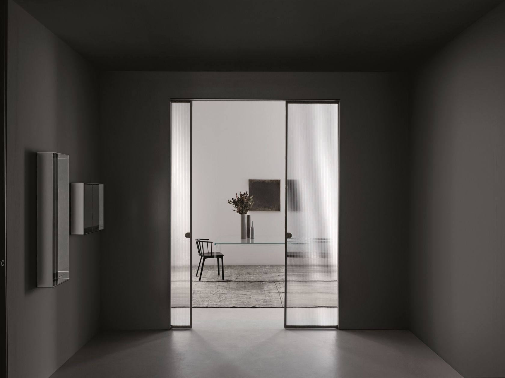 ALADIN POCKET DUO Glass internal pocket sliding door By Glas Italia ...