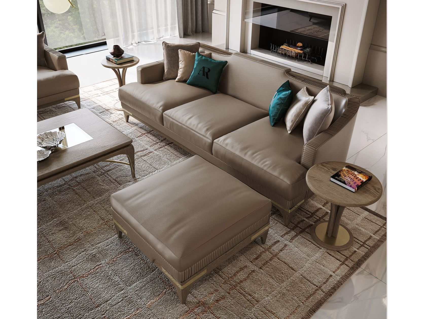 ALEXANDER 3 seater leather sofa By A.R. Arredamenti