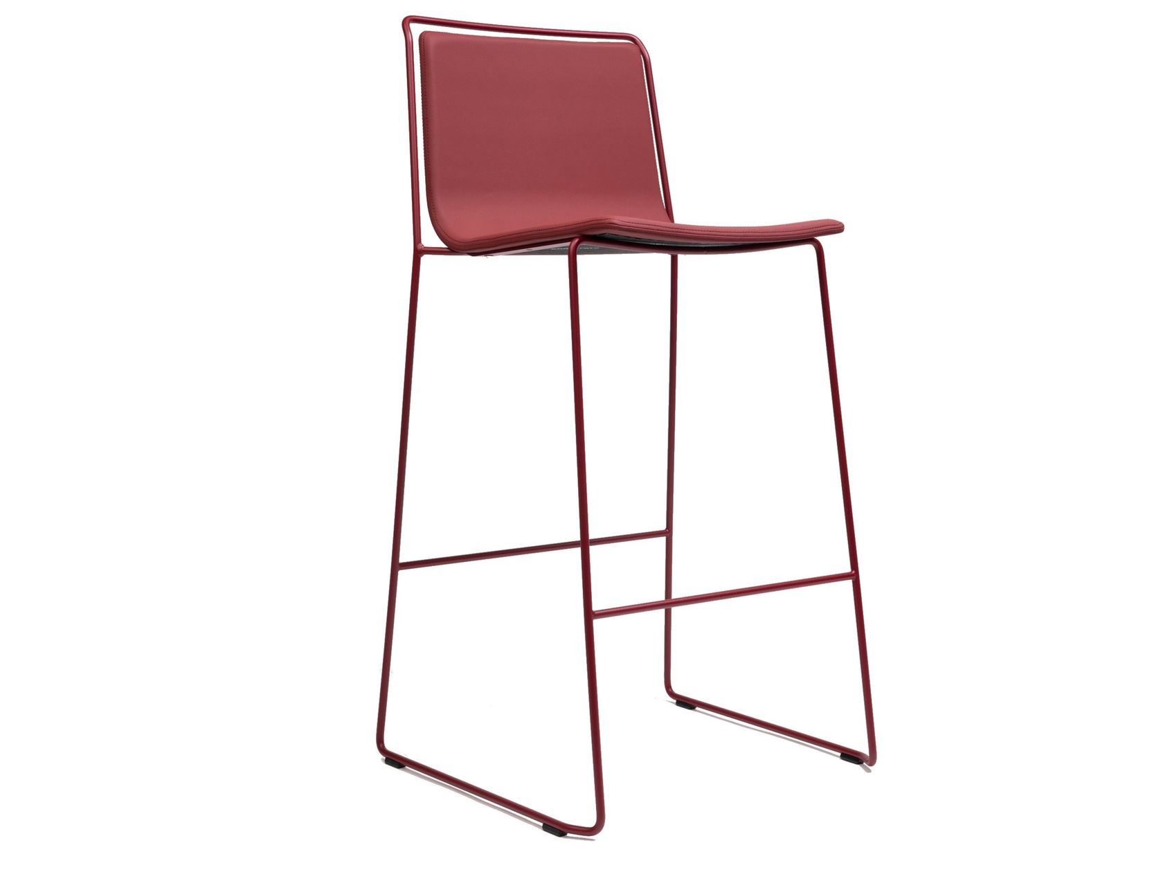 High steel stool with seat covered in leather ALO 75 By ONDARRETA ...