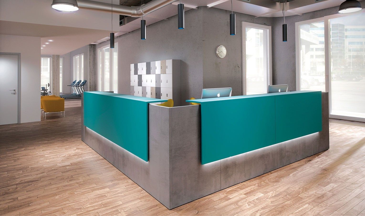 ALPHA Melamine-faced chipboard reception desk with Built-In Lights By ...