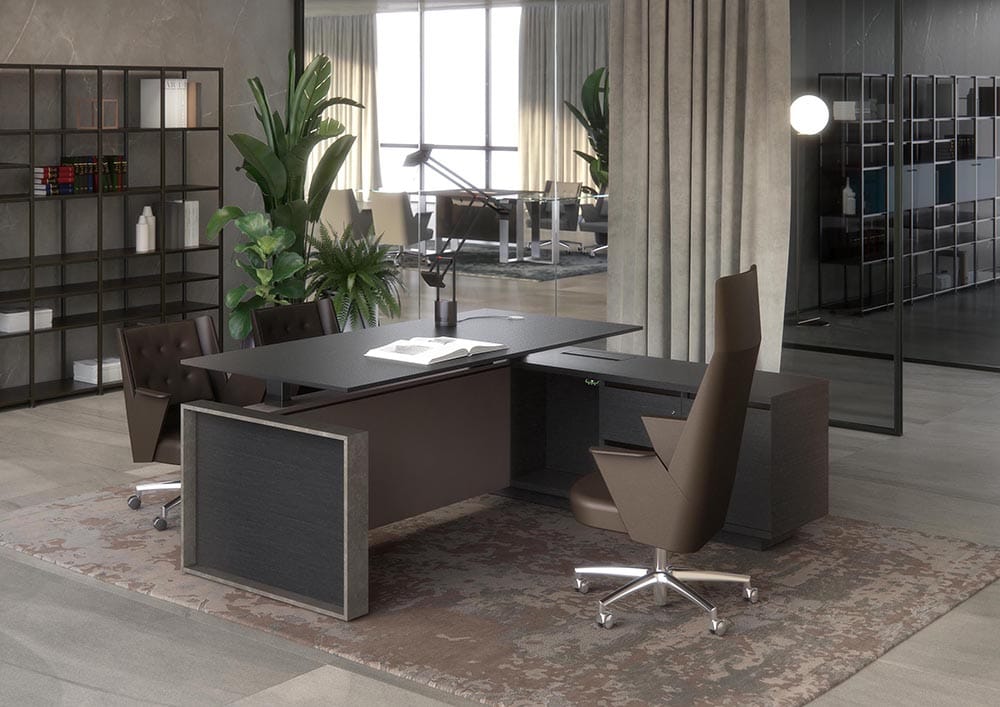 ALTAGAMMA Leather and veneer executive desk By ESTEL GROUP