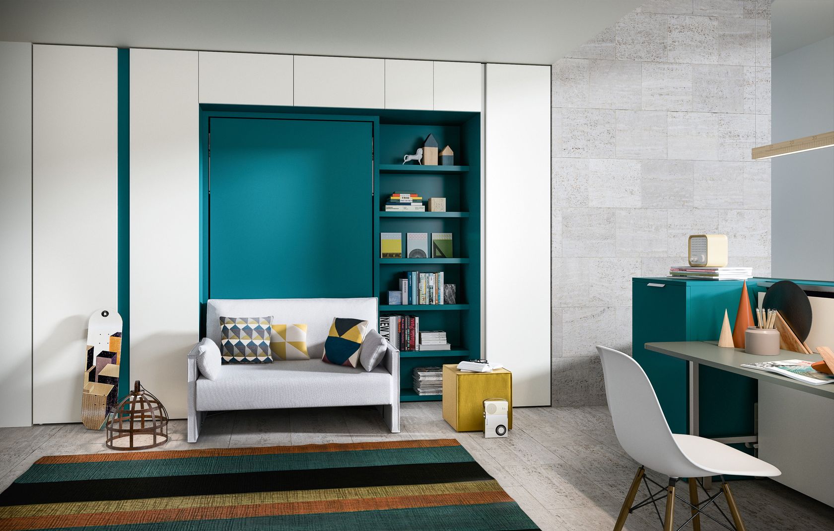 Divano trasformabile in tessuto a 2 posti ALTEA 120 SOFA By CLEI