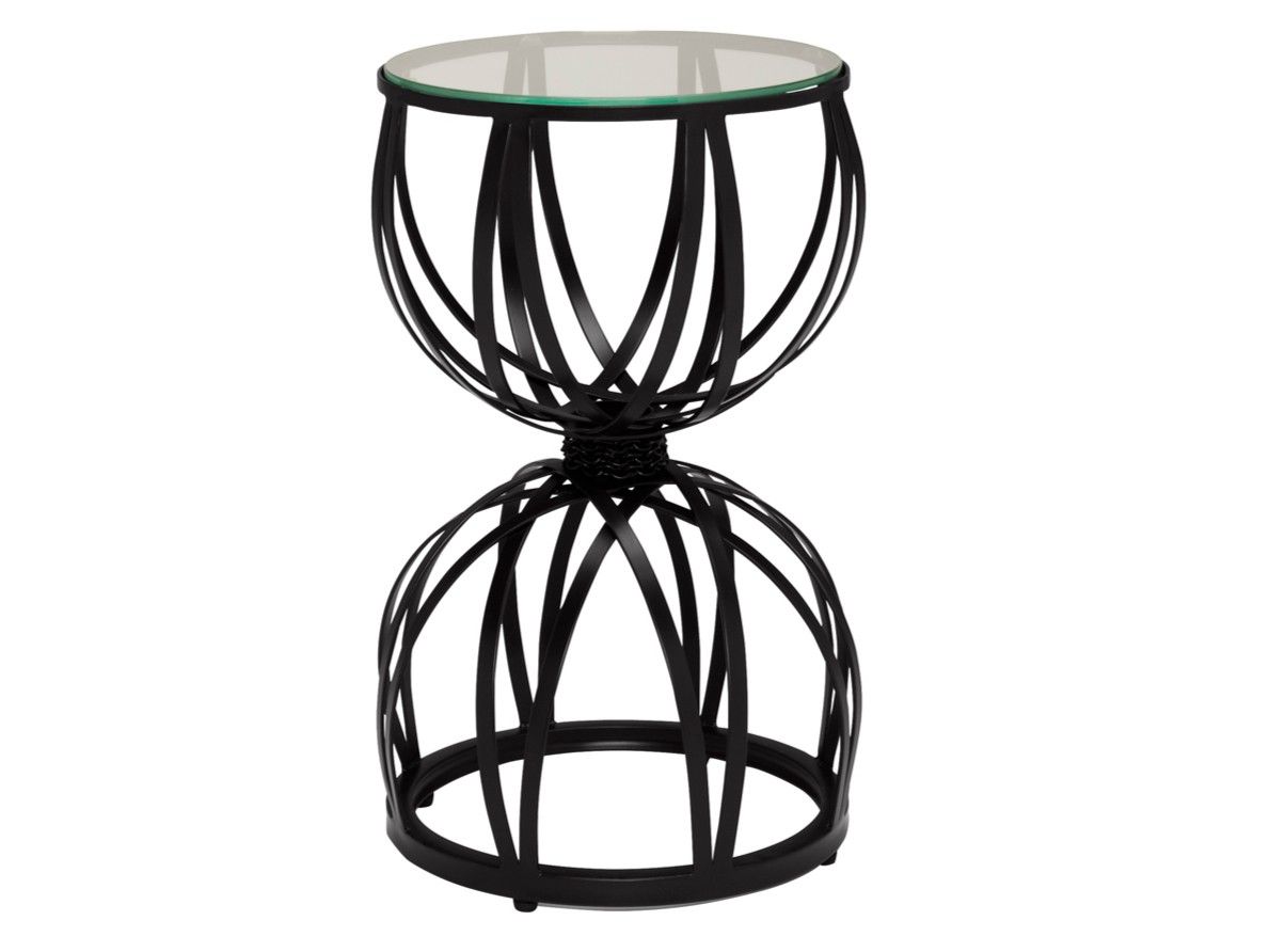 AMALFI Round Glass and Stainless Steel side table By JANUS et Cie