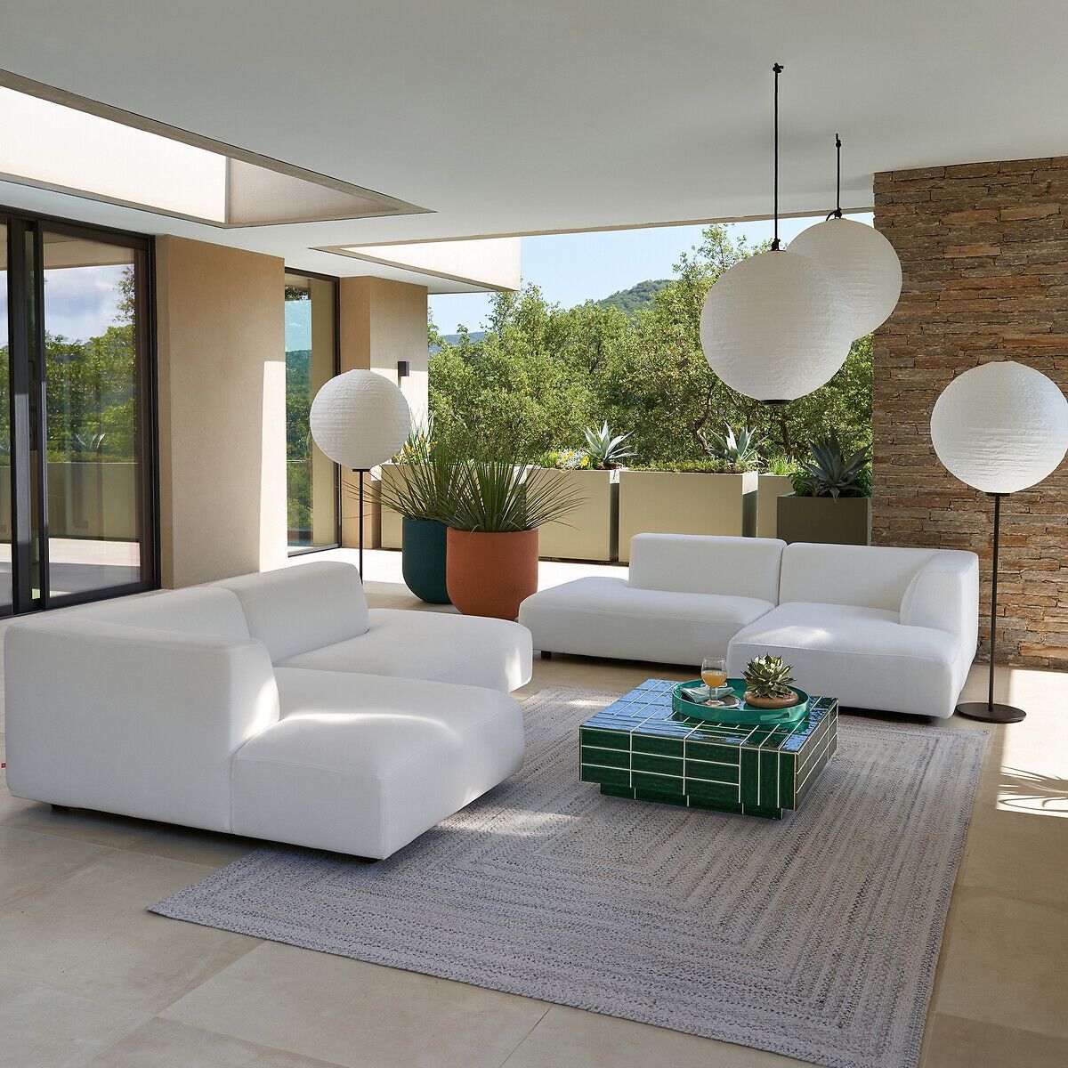 DENDI Square ceramic garden side table By AMPM