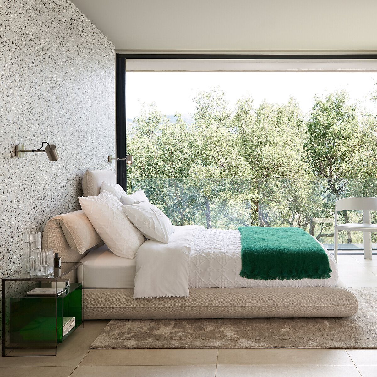 PAOL Upholstered fabric double bed with adjustable headrest By AMPM