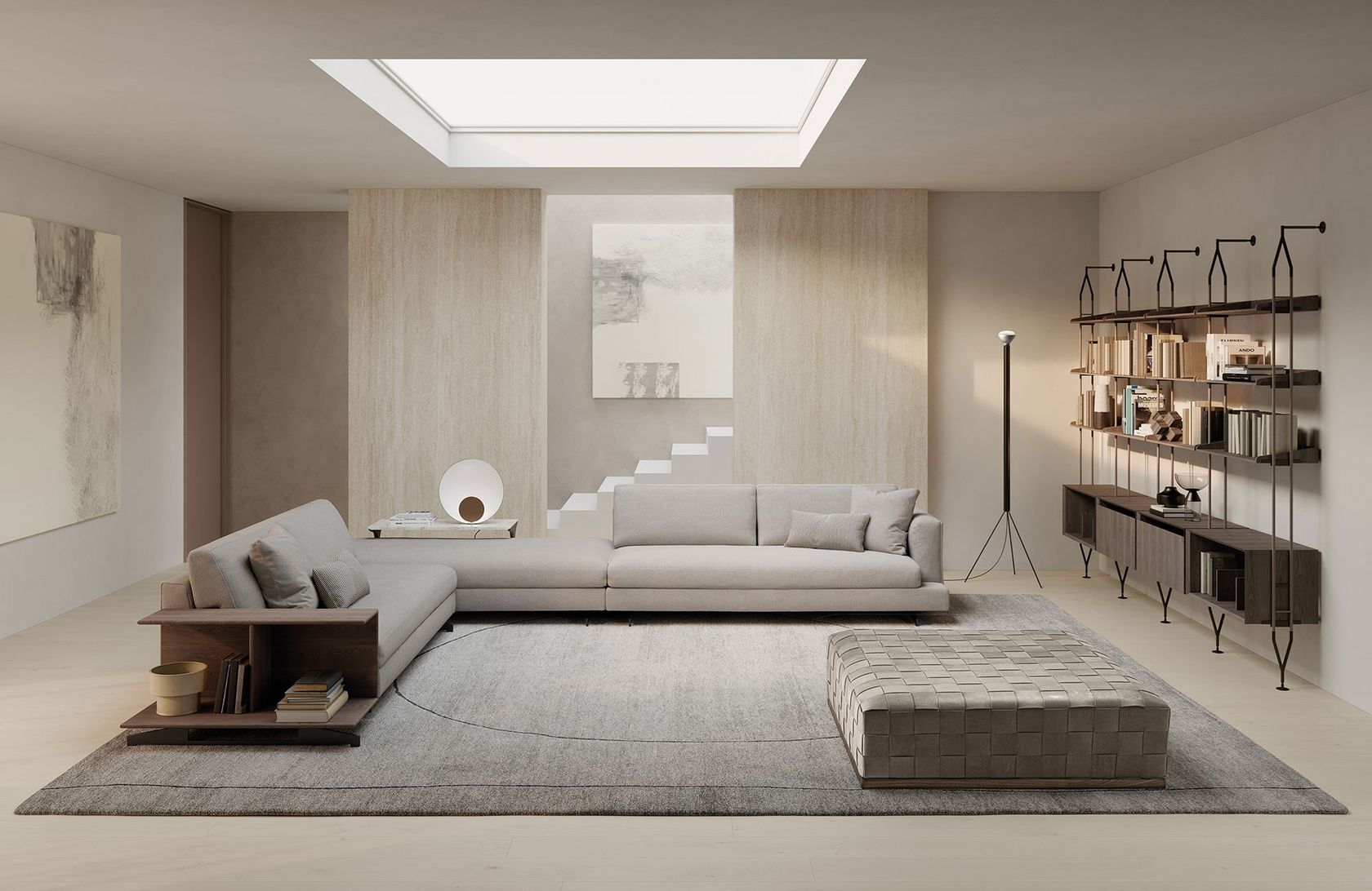 AMY Open floor-ceiling mounted bookcase By Frigerio | design Euro Sironi