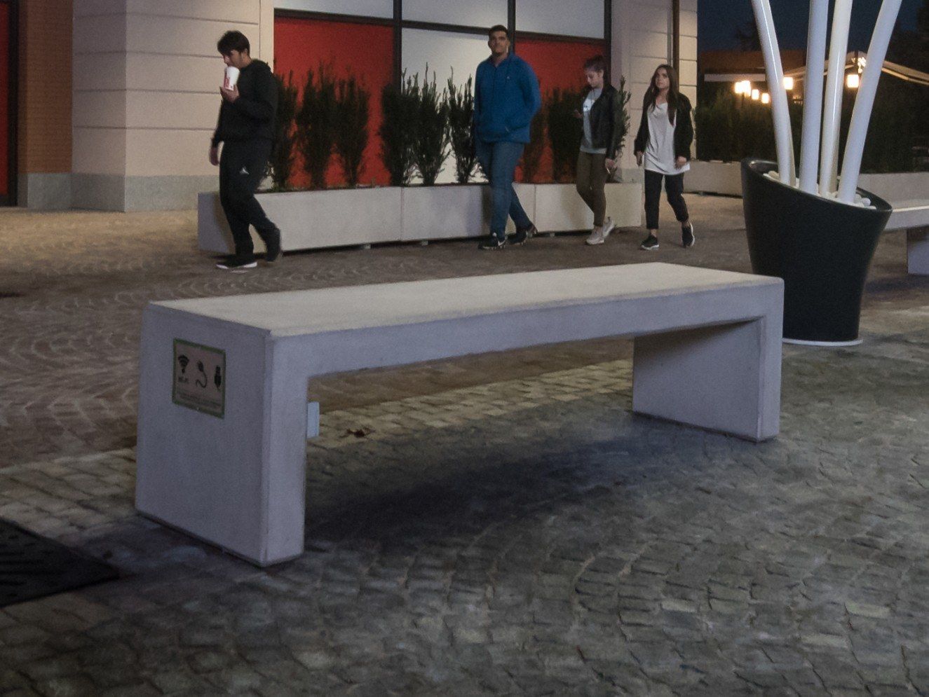 Concrete bench with USB ANDROMEDA CONNECT By Calzolari
