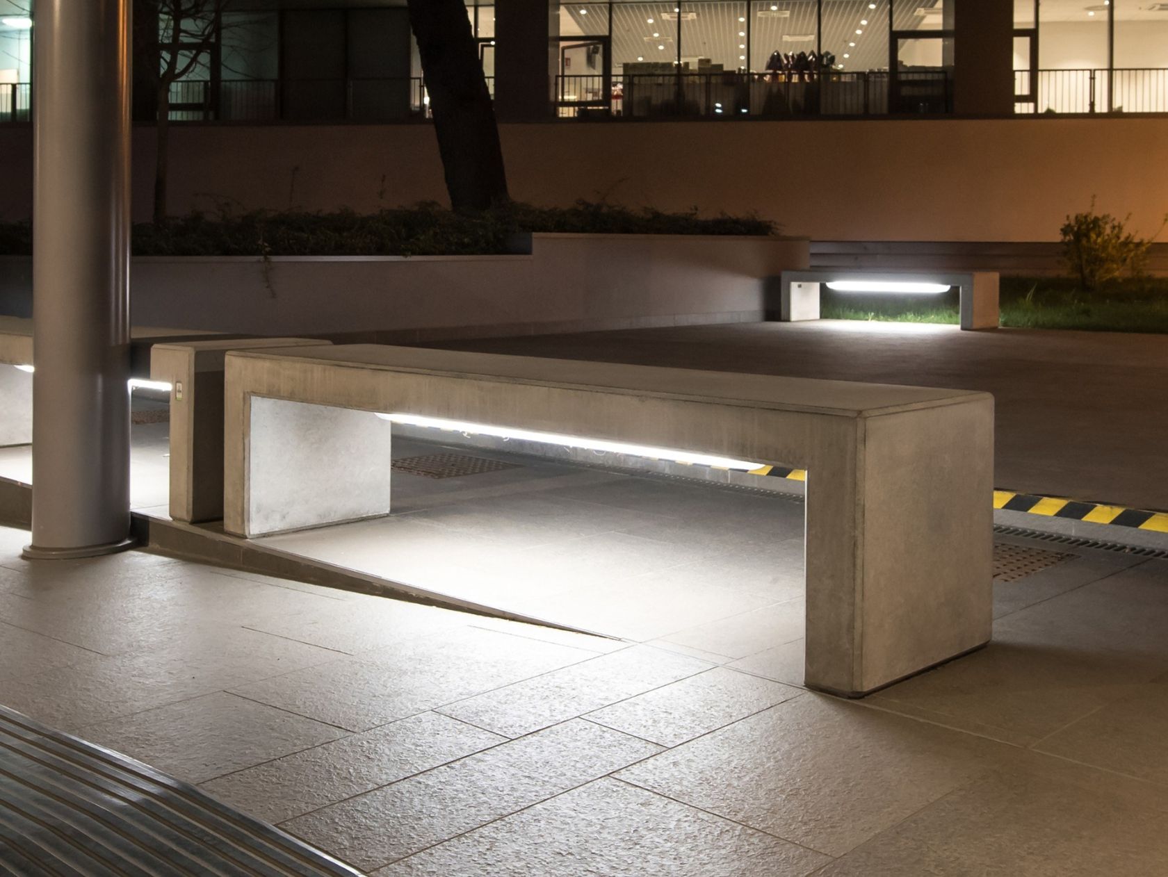ANDROMEDA LIGHTING Backless concrete bench with integrated lighting By ...