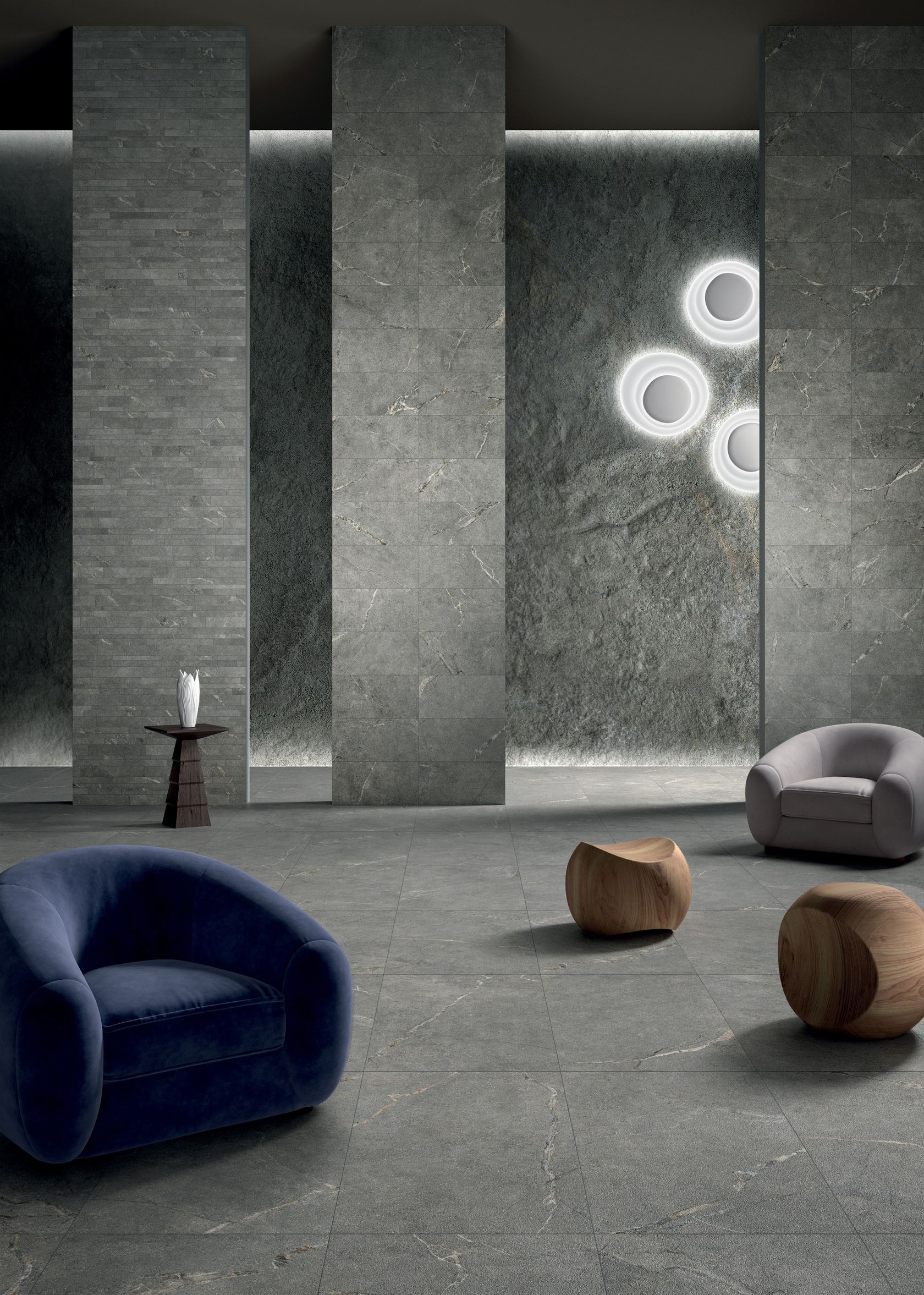 Indoor/outdoor porcelain stoneware wall/floor tiles with stone effect ...