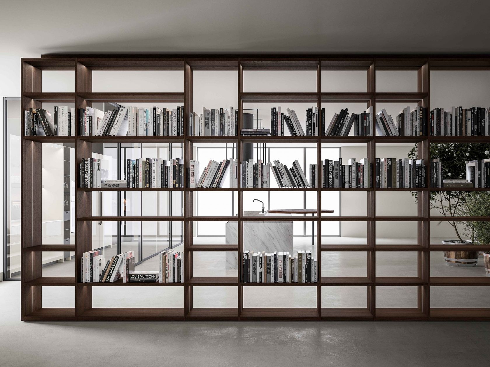 ANTIBES SYSTEMS Open bookcase with built-in lights By Boffi | design ...