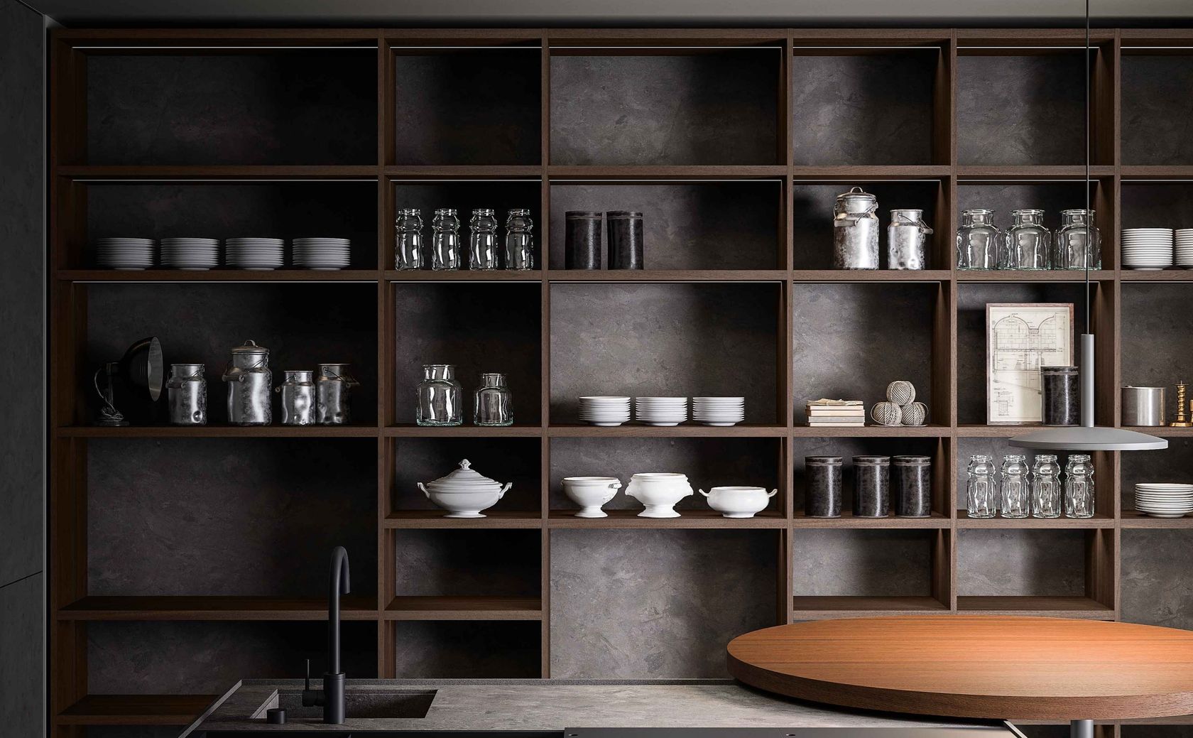 ANTIBES SYSTEMS Open bookcase with built-in lights By Boffi | design ...