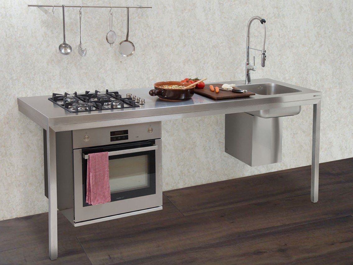 Linear custom stainless steel kitchen ARES By GPS INOX