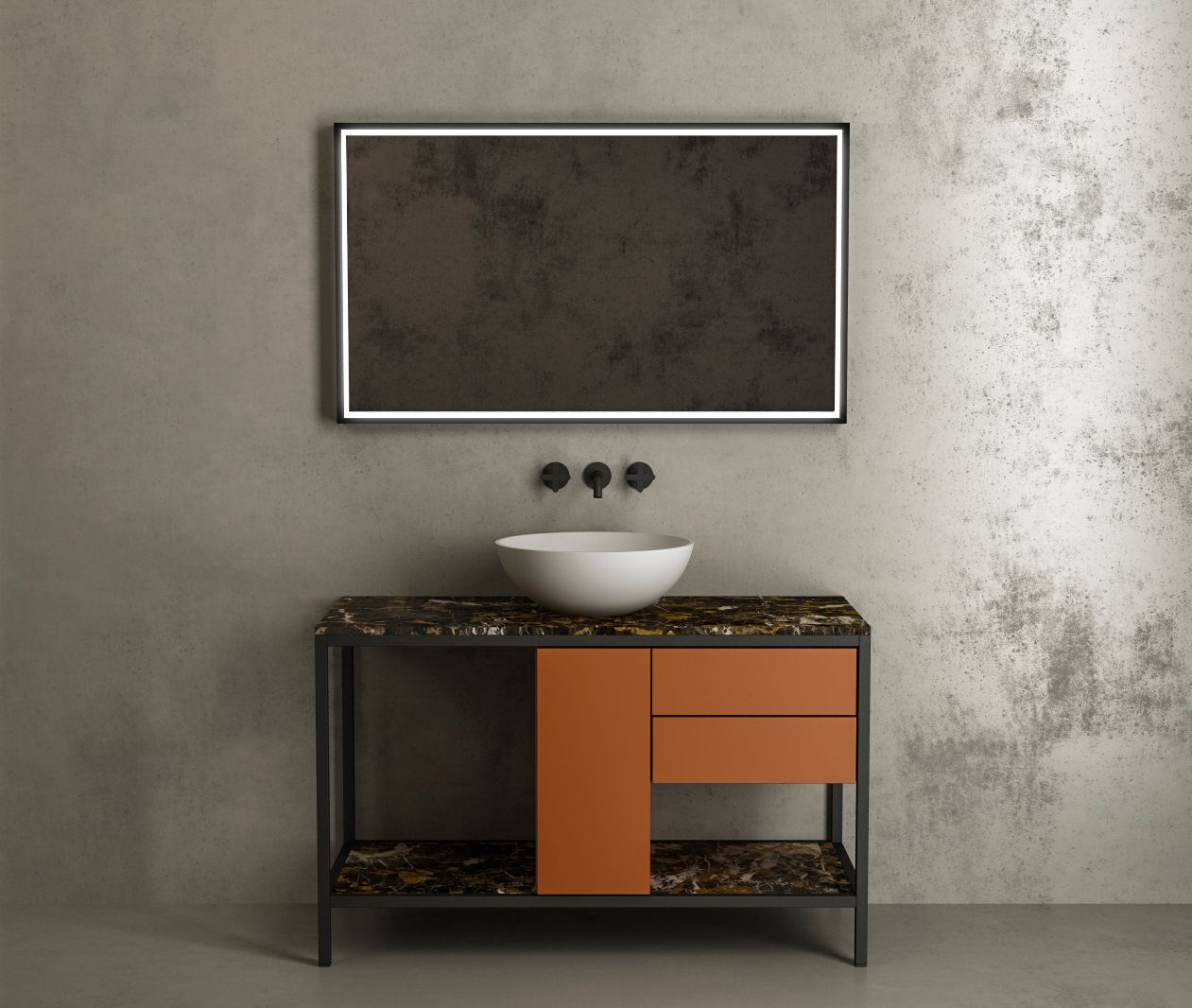 Sectional floor-standing metal console sink ARIA By MOMA Design