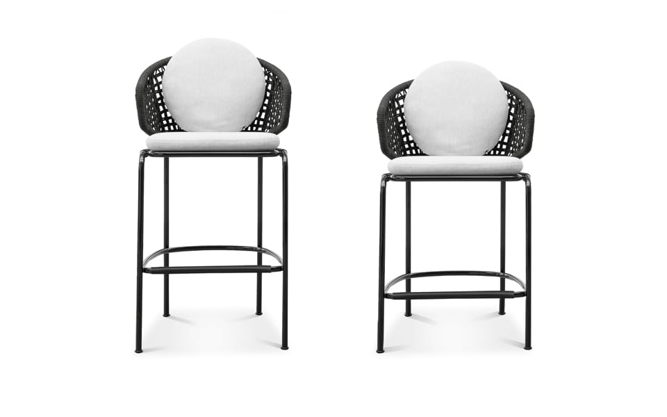 ASTON CORD OUTDOOR High stool with outdoor backrest By Minotti | design ...