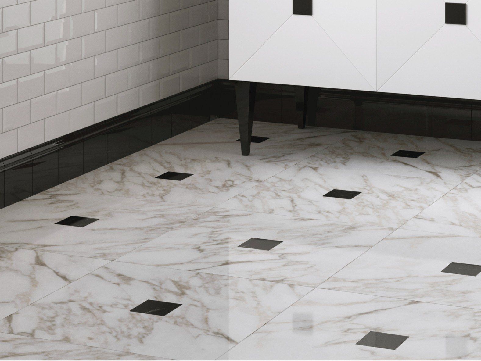 Porcelain stoneware flooring with marble effect ATELIER 18 By Devon&Devon