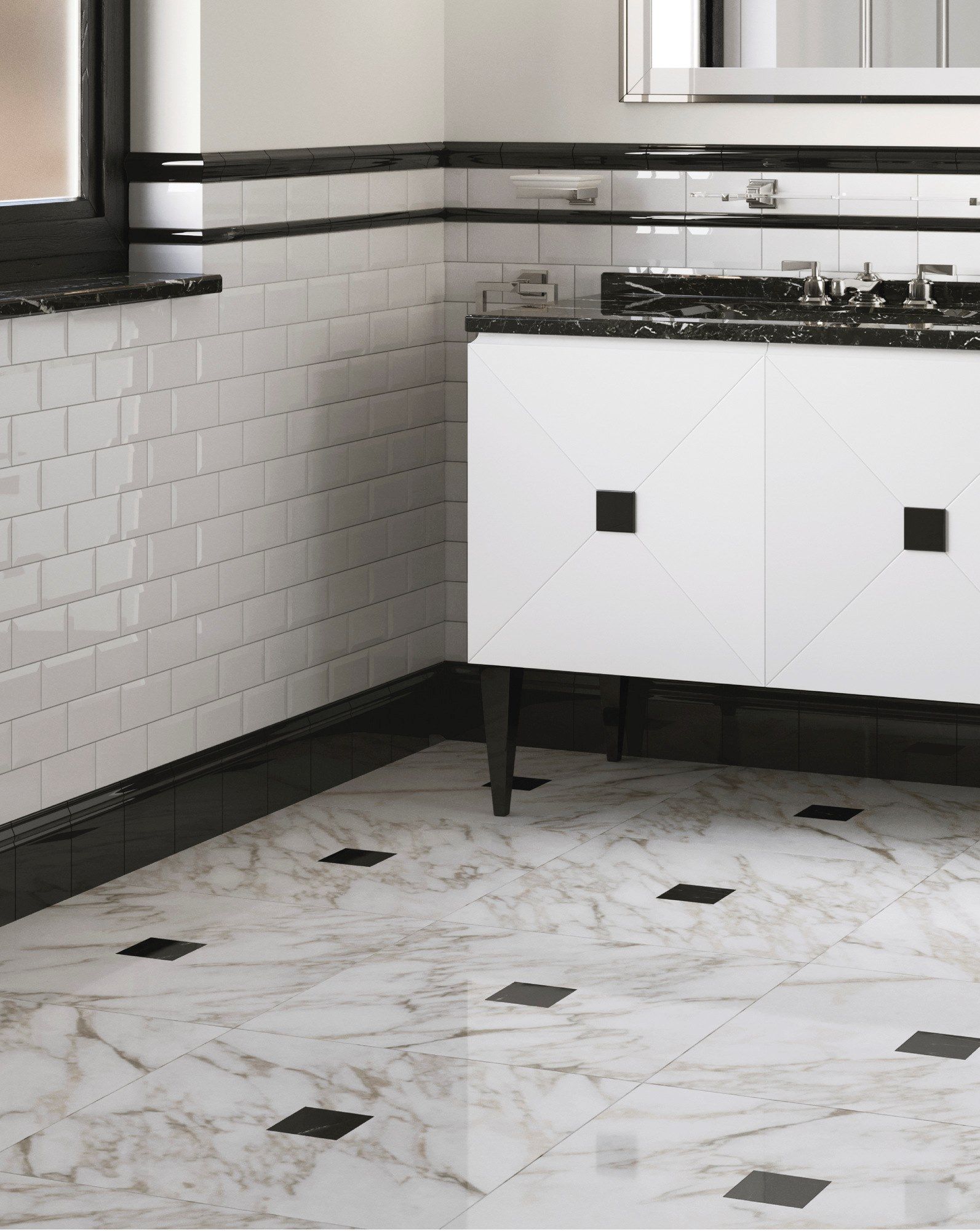 Porcelain stoneware flooring with marble effect ATELIER 18 By Devon&Devon