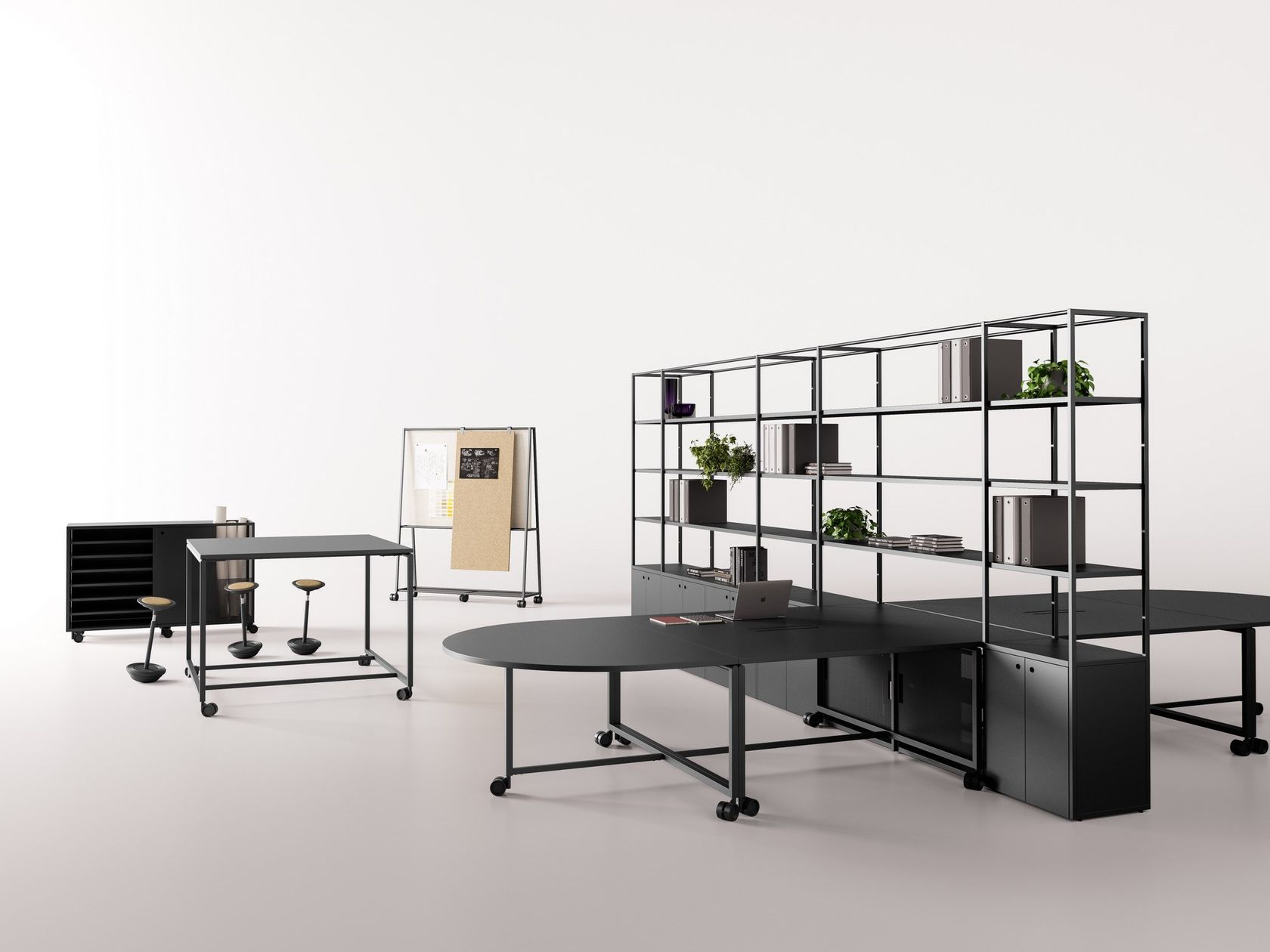 ATELIER Sectional workstation desk with shelves By FANTONI