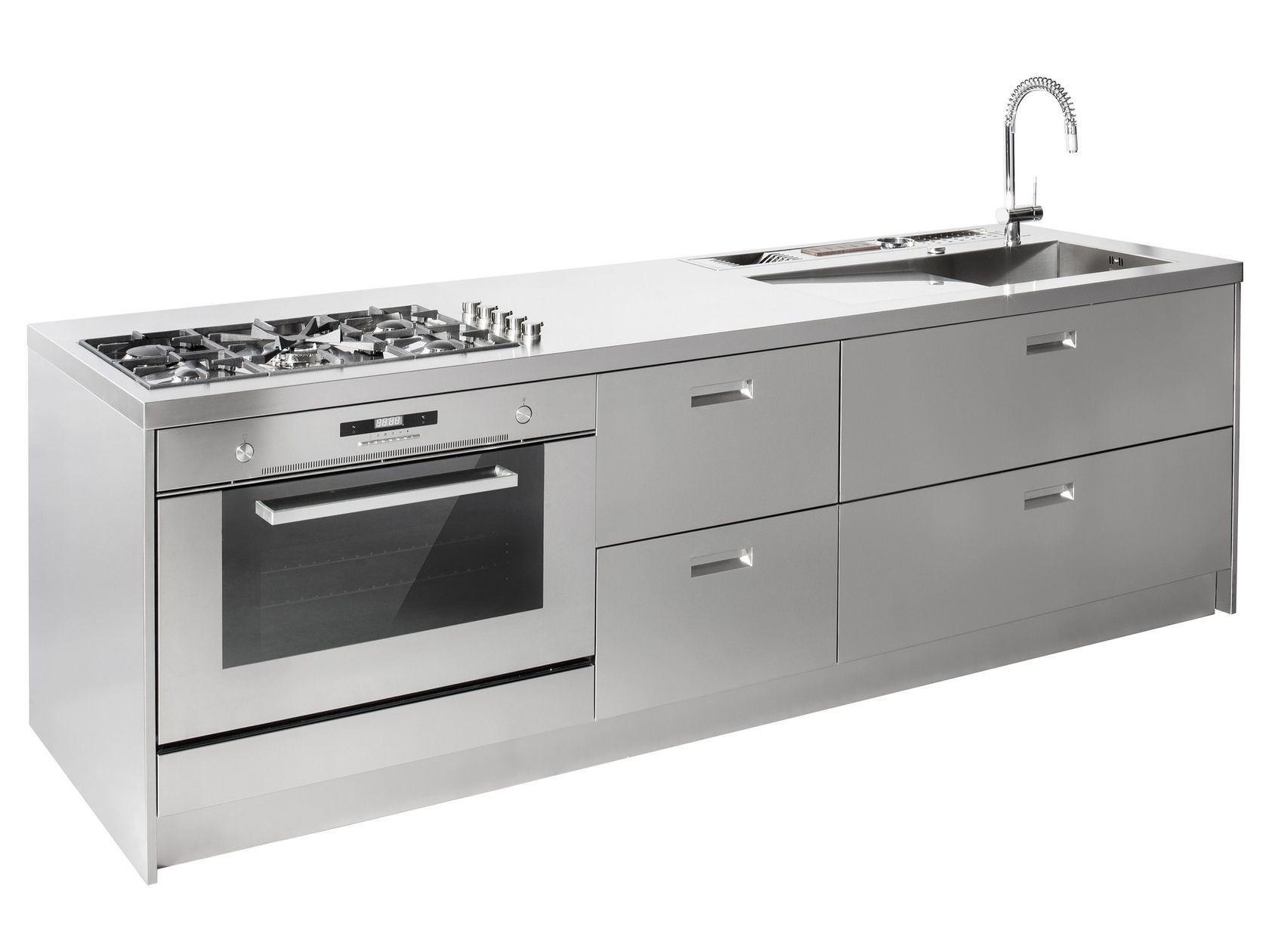 ATENA Linear stainless steel kitchen By GPS INOX
