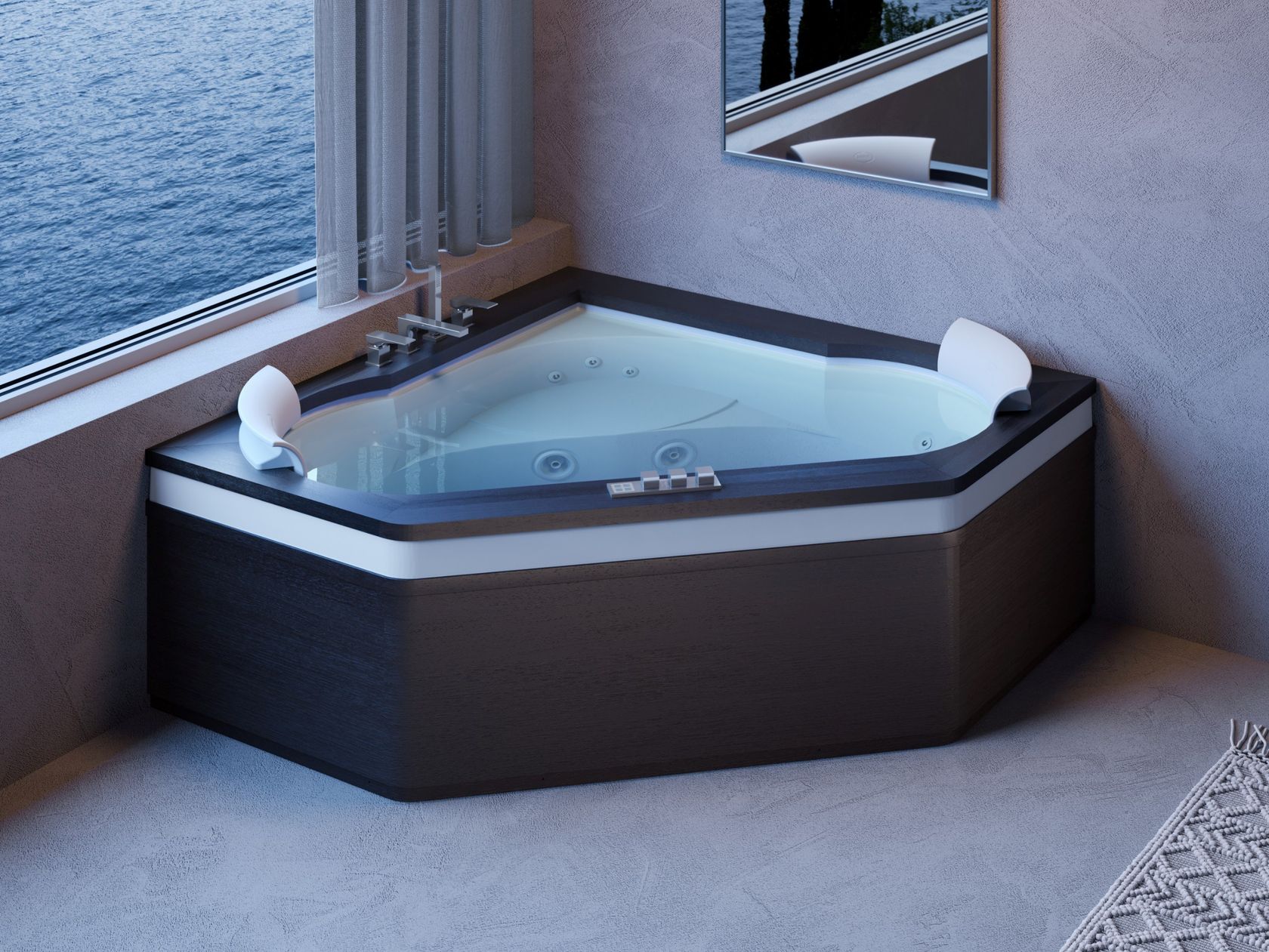 AURA CORNER 160 2 seater hydromassage corner bathtub By Jacuzzi ...