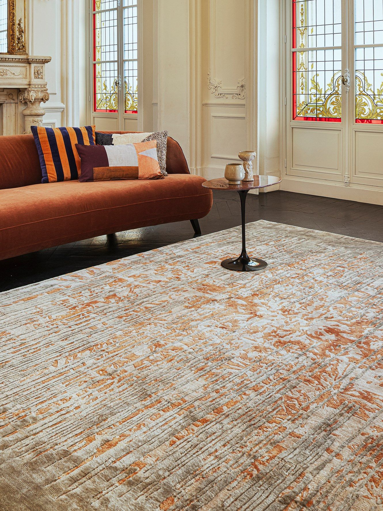 AZALÉE CAJUN Rectangular handmade silk rug By Edition Bougainville