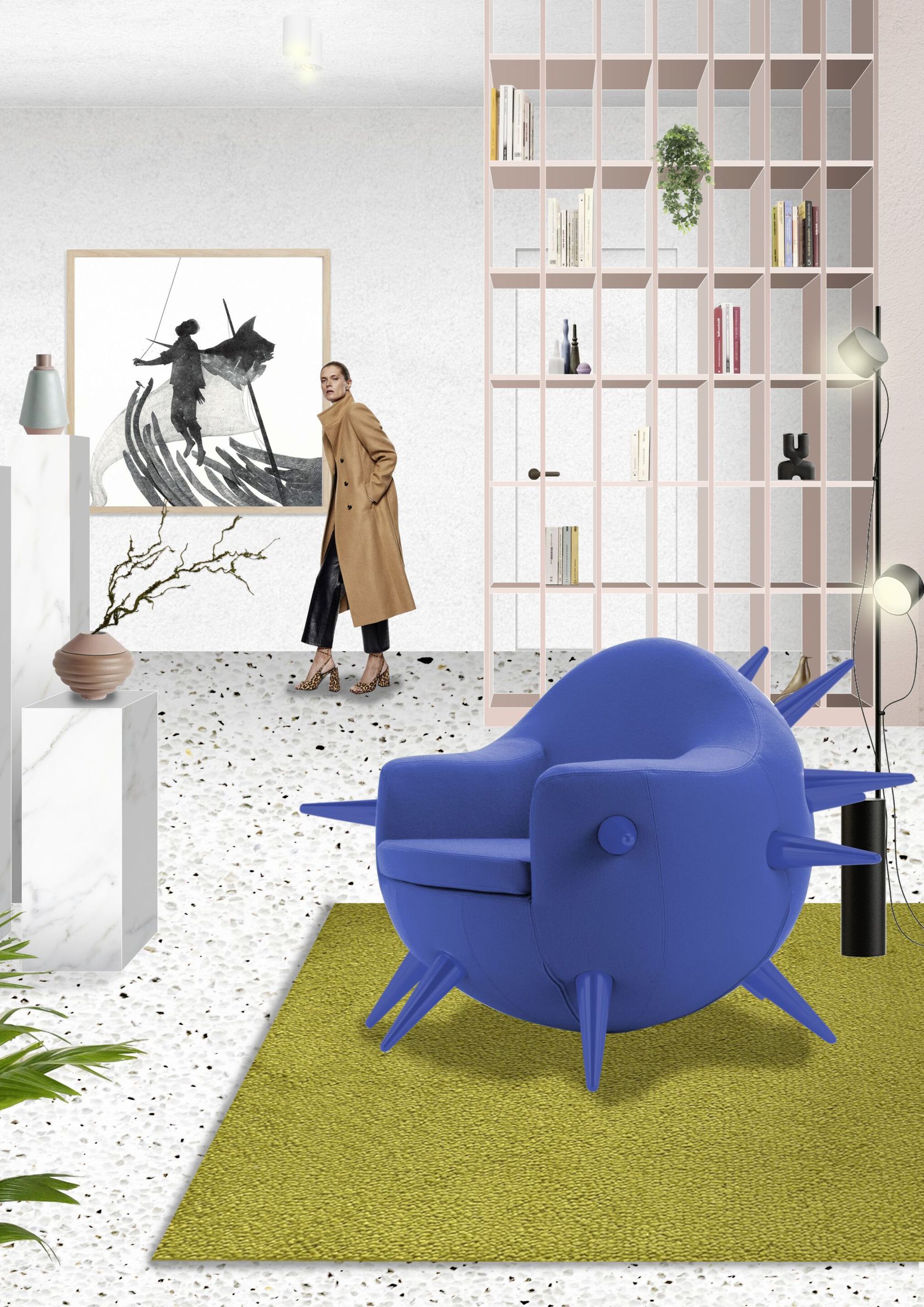 BOMB Fabric armchair with armrests By Adrenalina | design Simone Micheli