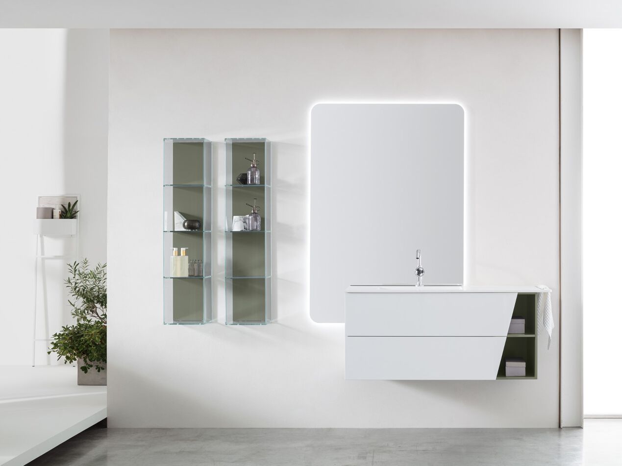 POLLOCK - COMPOSIZIONE 78 Wooden vanity unit with mirror By Arcom