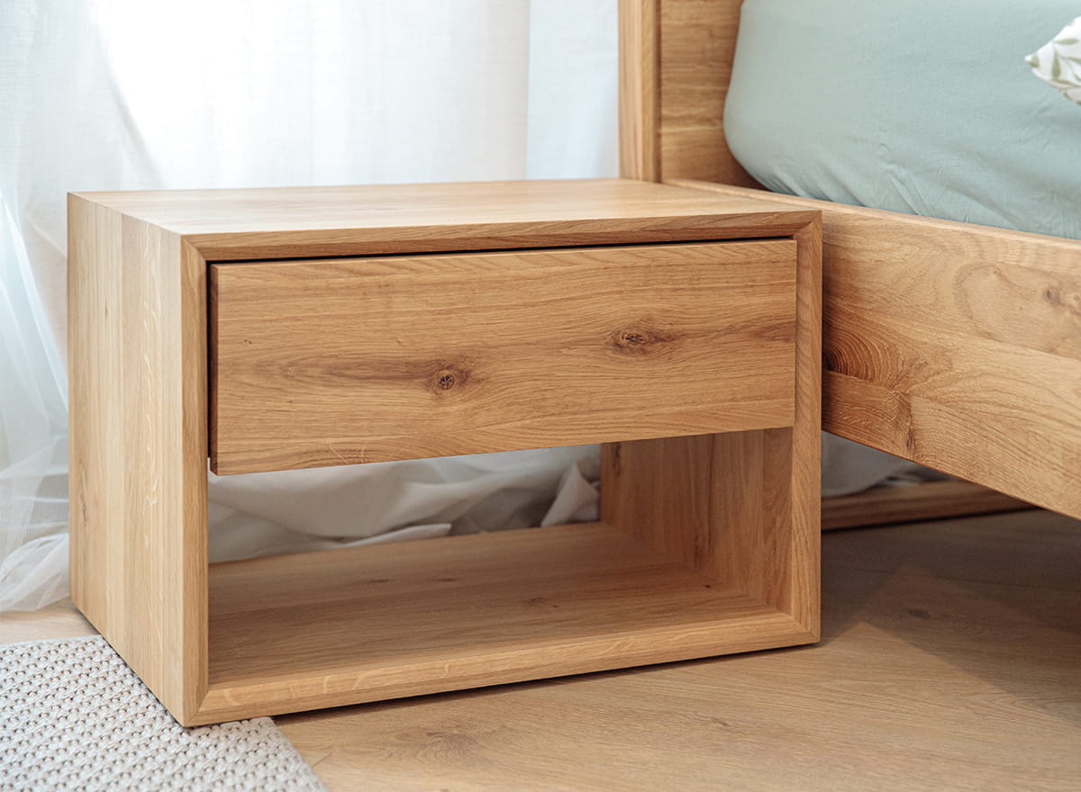 WOODSIDE ARPRHADRIA01D Rectangular oak bedside table with drawers By ...