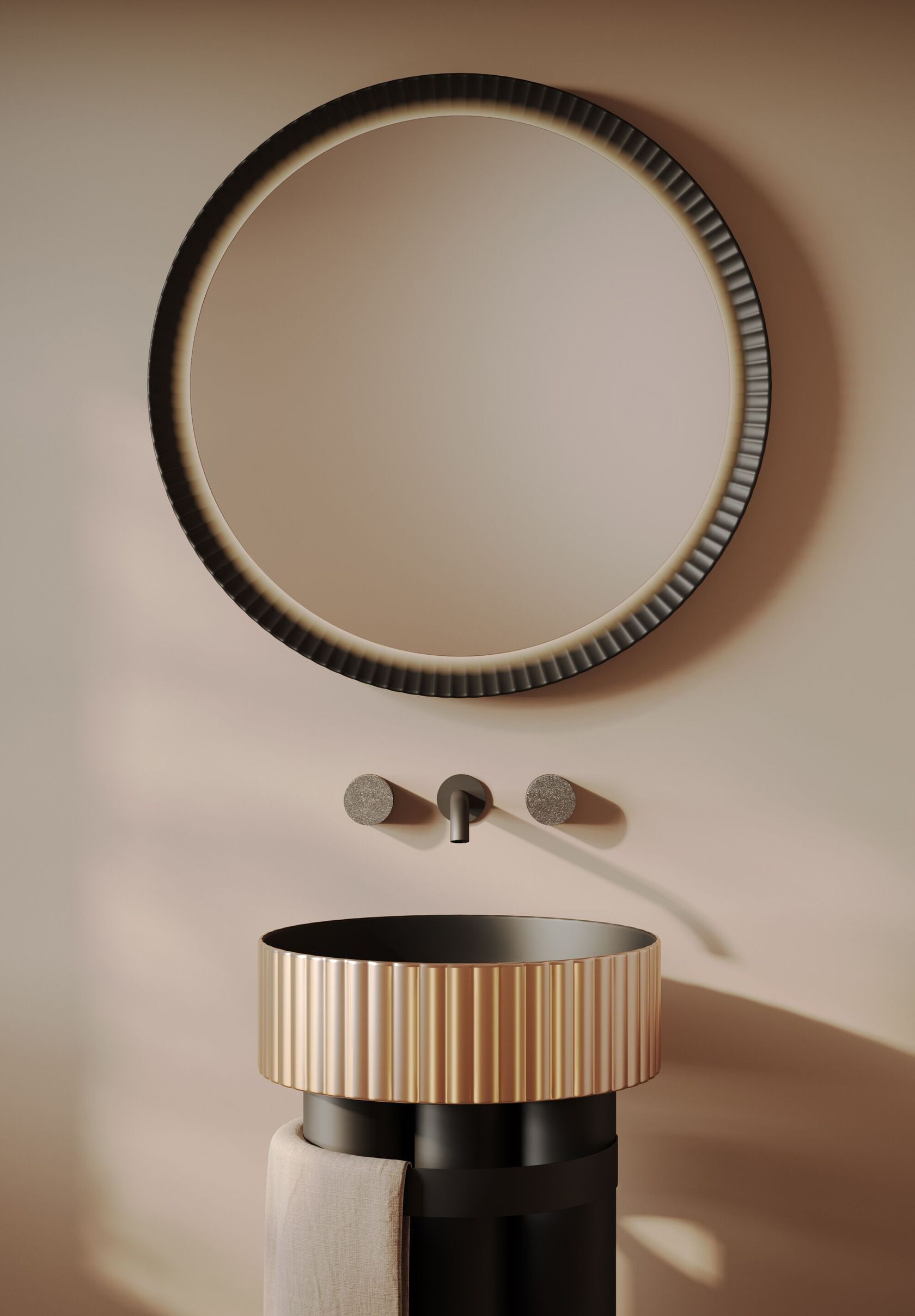 LORD Wall mirror with integrated lighting and ceramic frame By Artceram