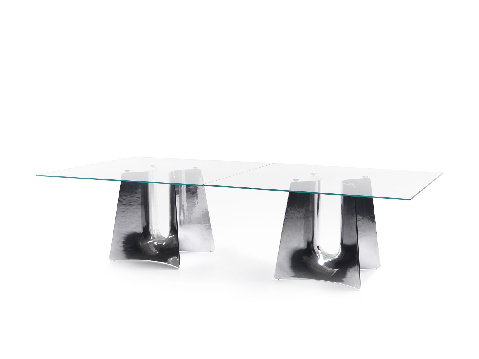 BENTZ Round glass and aluminium table By BALERI ITALIA | design Jeff Miller