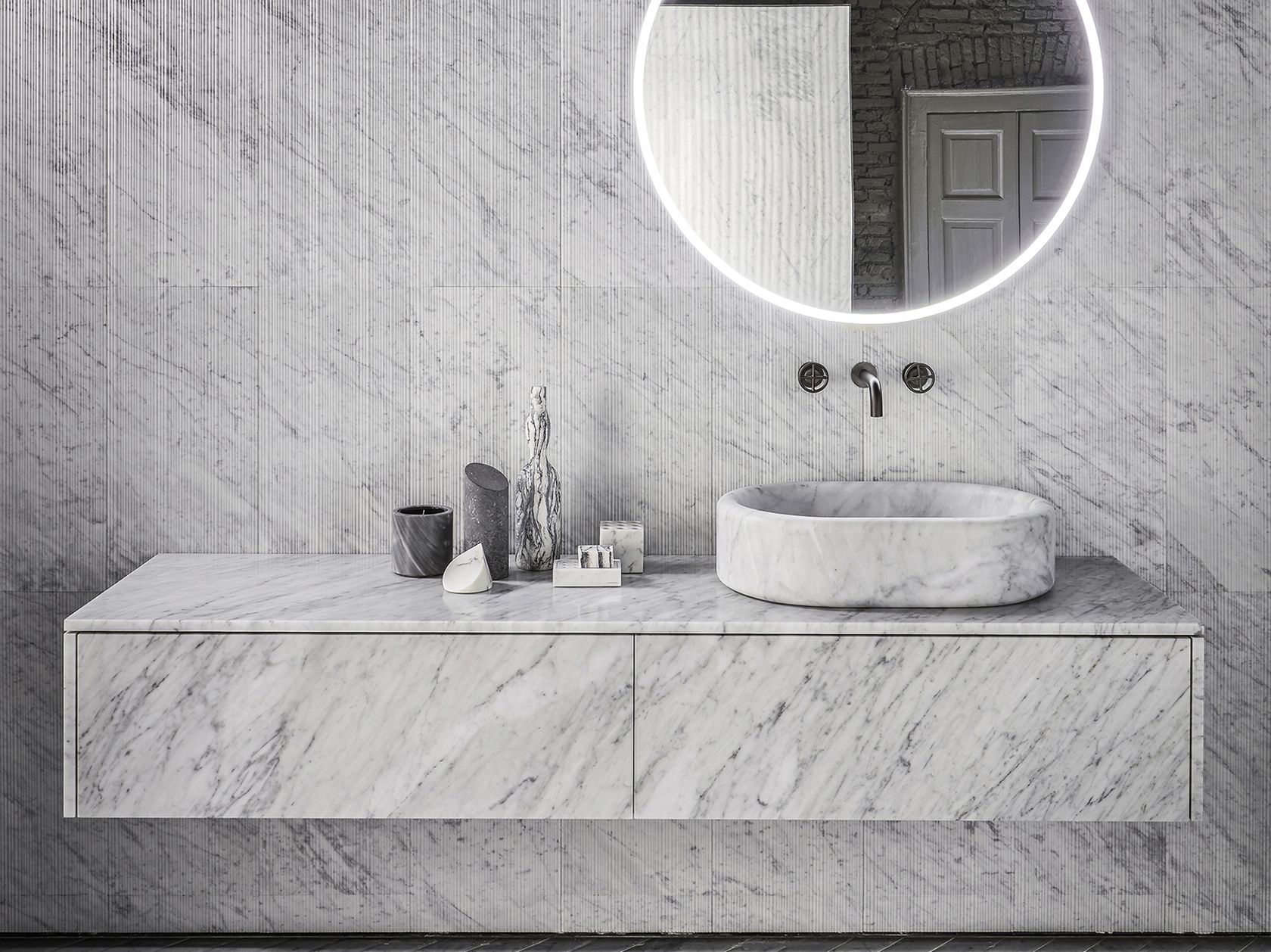 Vanity units Revit | Modern, wall-mounted, with doors and drawers ...