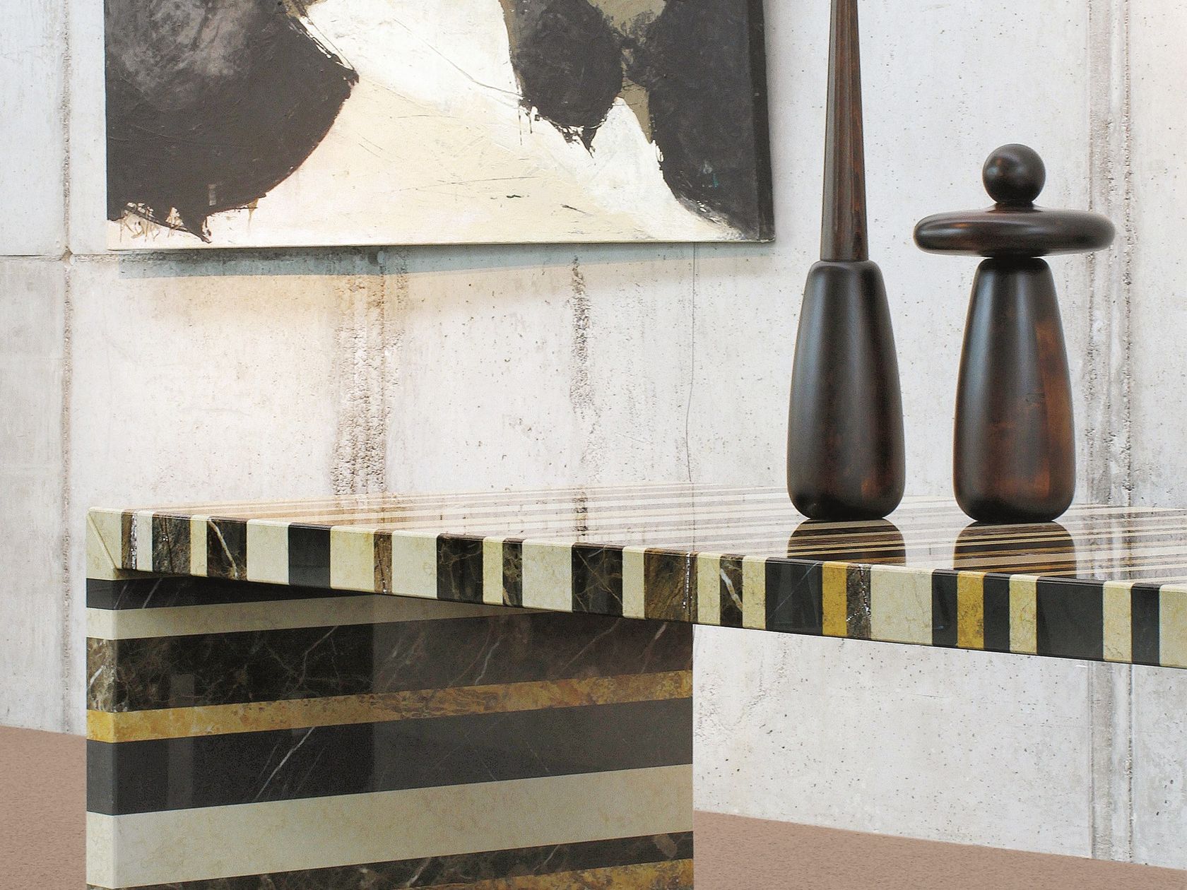 Rectangular stone table BARCODE By Draenert