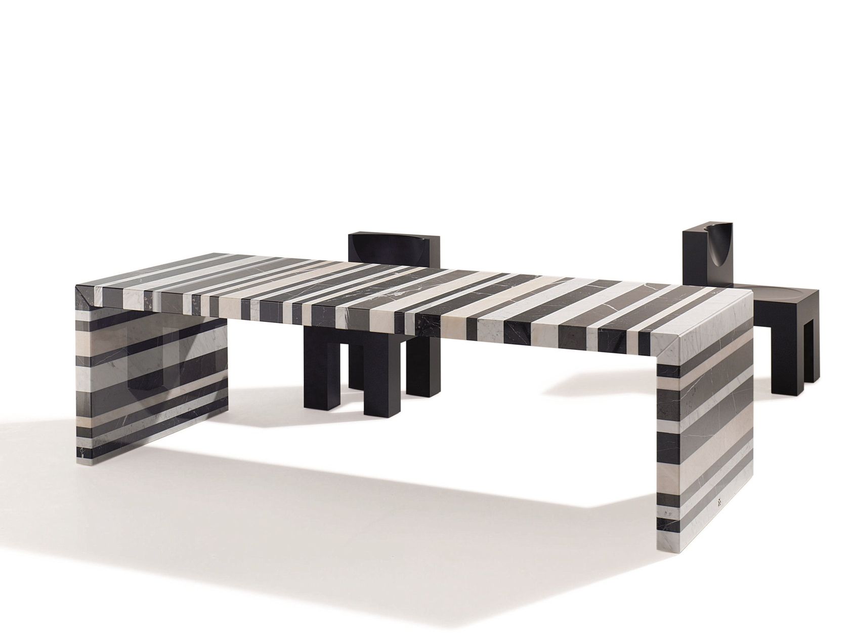 Rectangular stone table BARCODE By Draenert