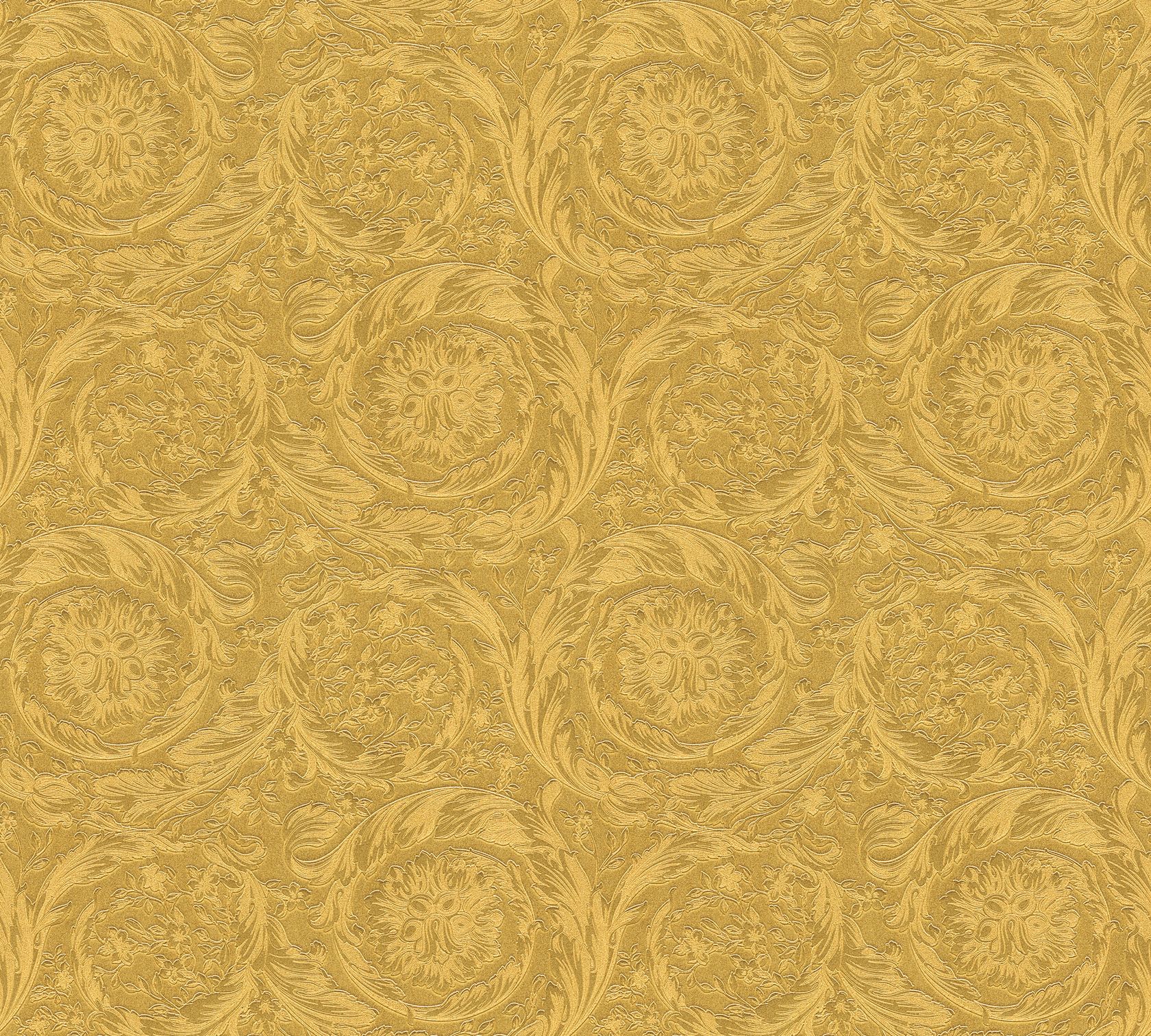 Nonwoven wallpaper with metallic effect with floral pattern BAROCCO ...