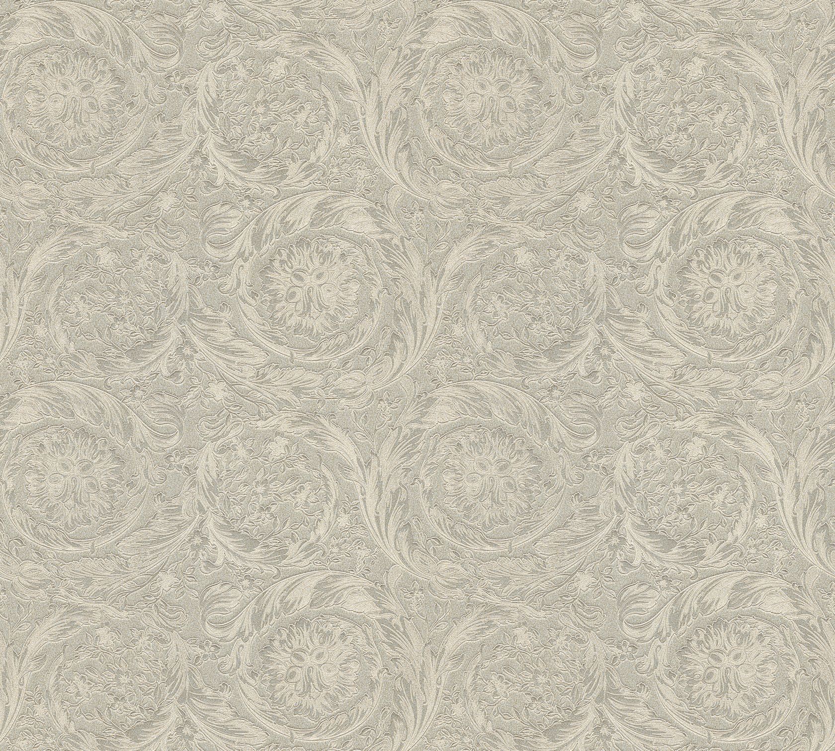 Nonwoven wallpaper with metallic effect with floral pattern BAROCCO ...