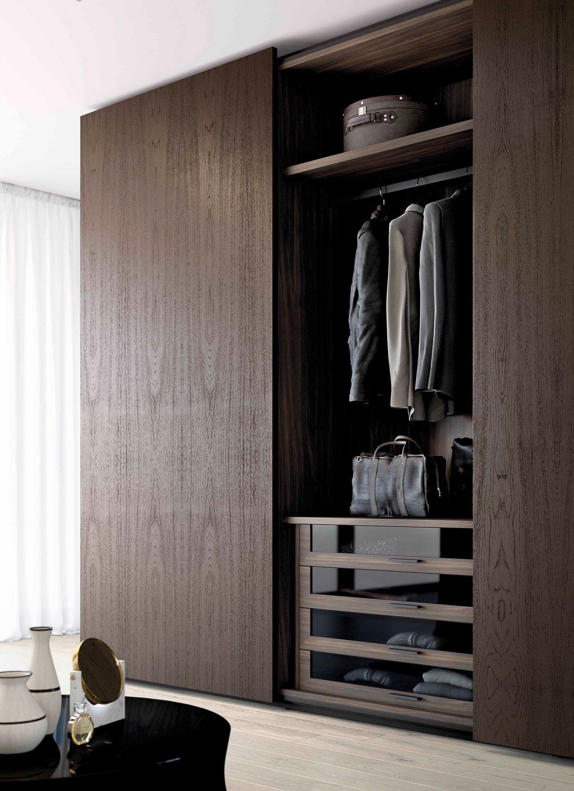 Sectional wooden wardrobe BASIC By OLIVIERI